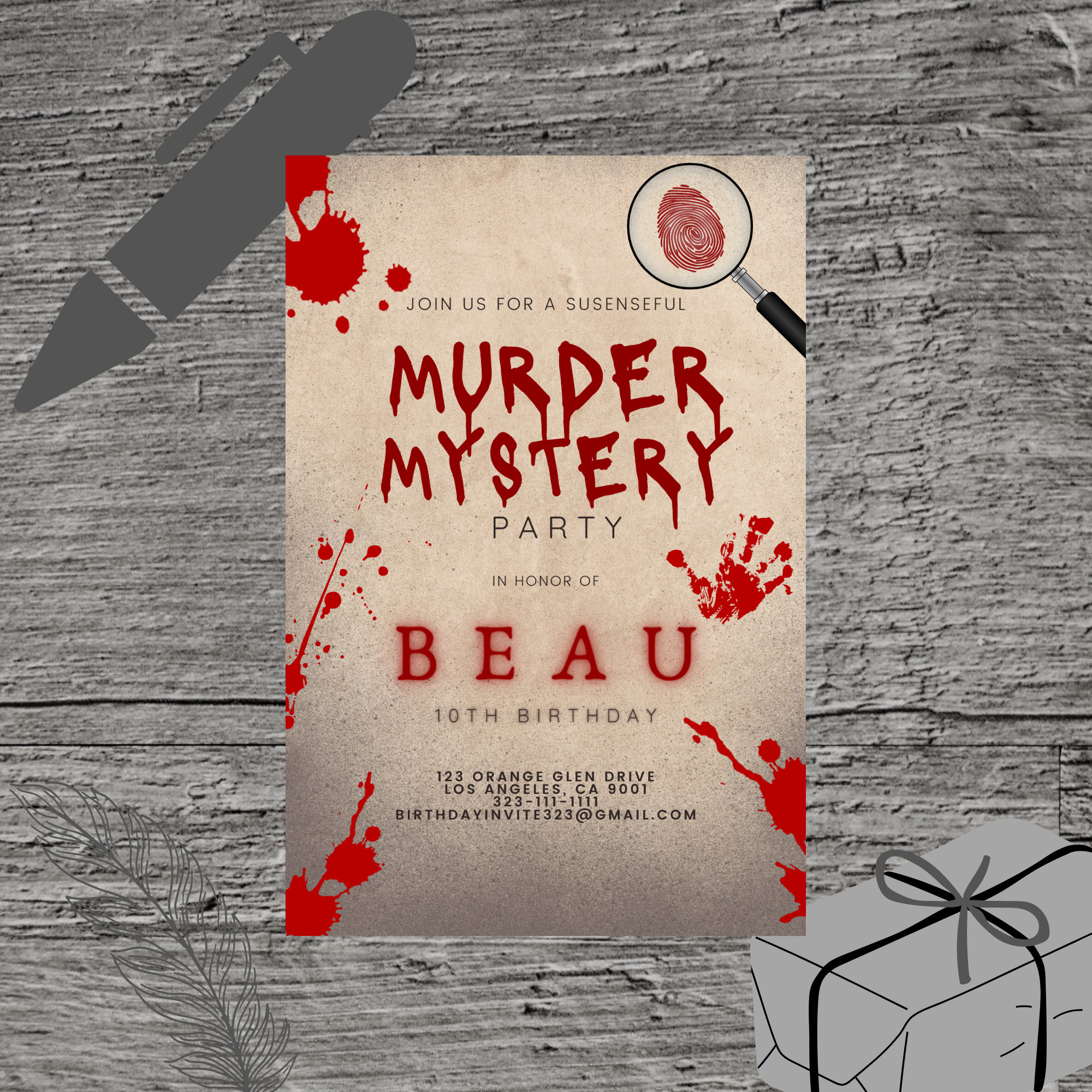 Murder Mystery Theme Birthday Party Invitation, Clue Guess Game ...