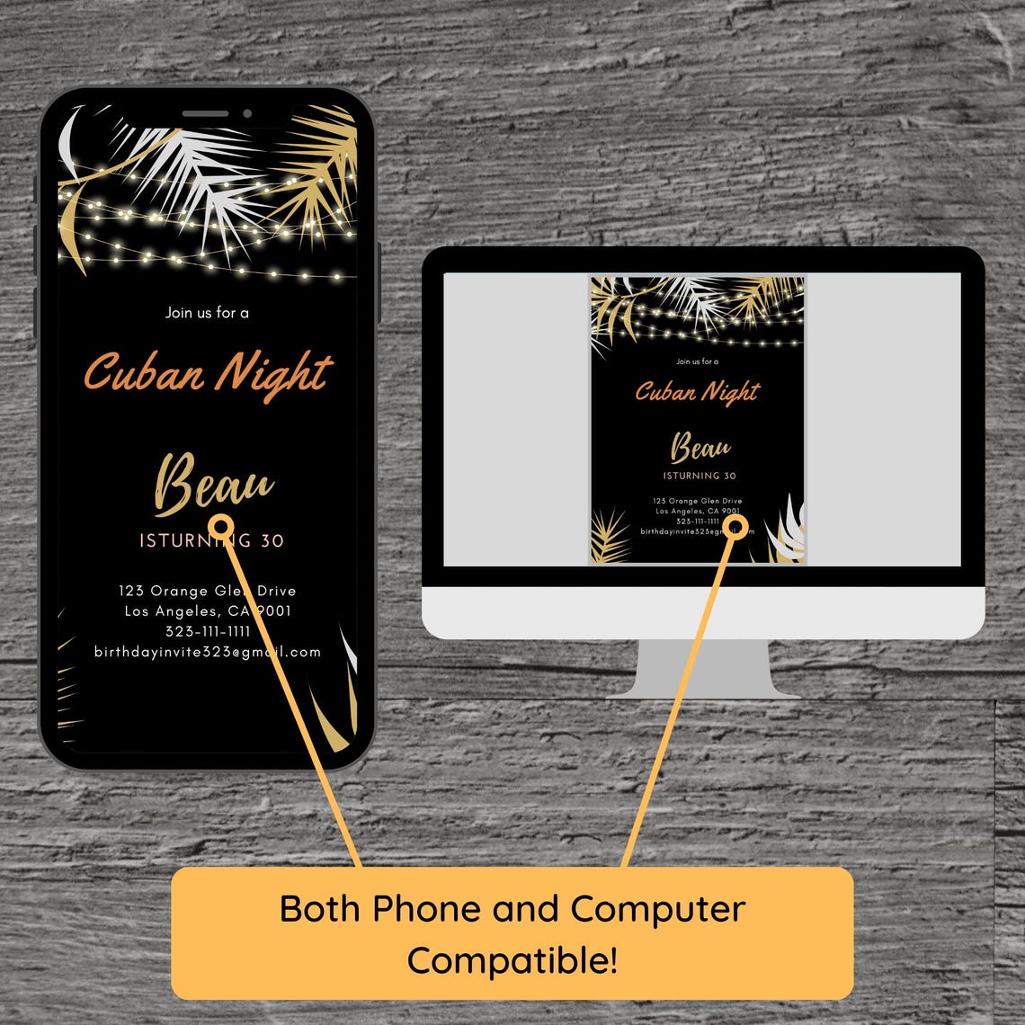 Cuban Night for Beau Theme Birthday Party Invitation Template, Havana ...