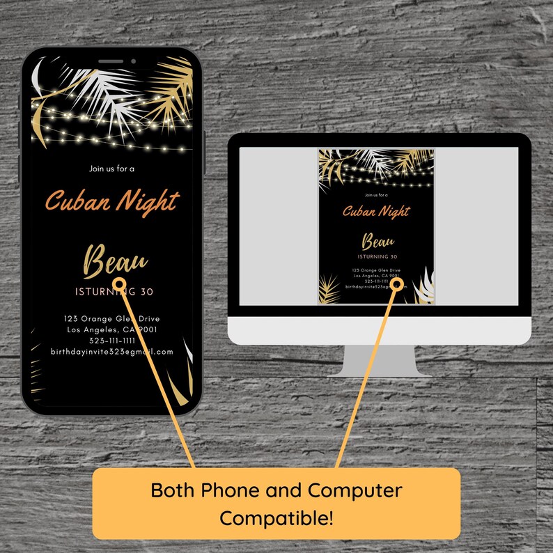 Cuban Night for Beau Theme Birthday Party Invitation Template, Havana ...