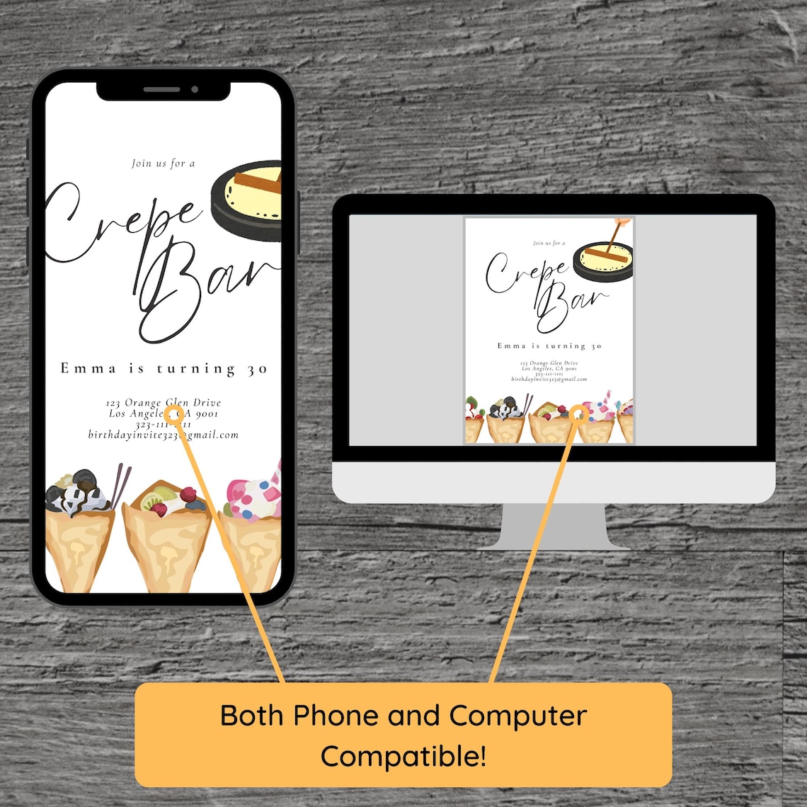 Crepe Bar for Emma Theme Birthday Party Invitation Template, Whipped ...