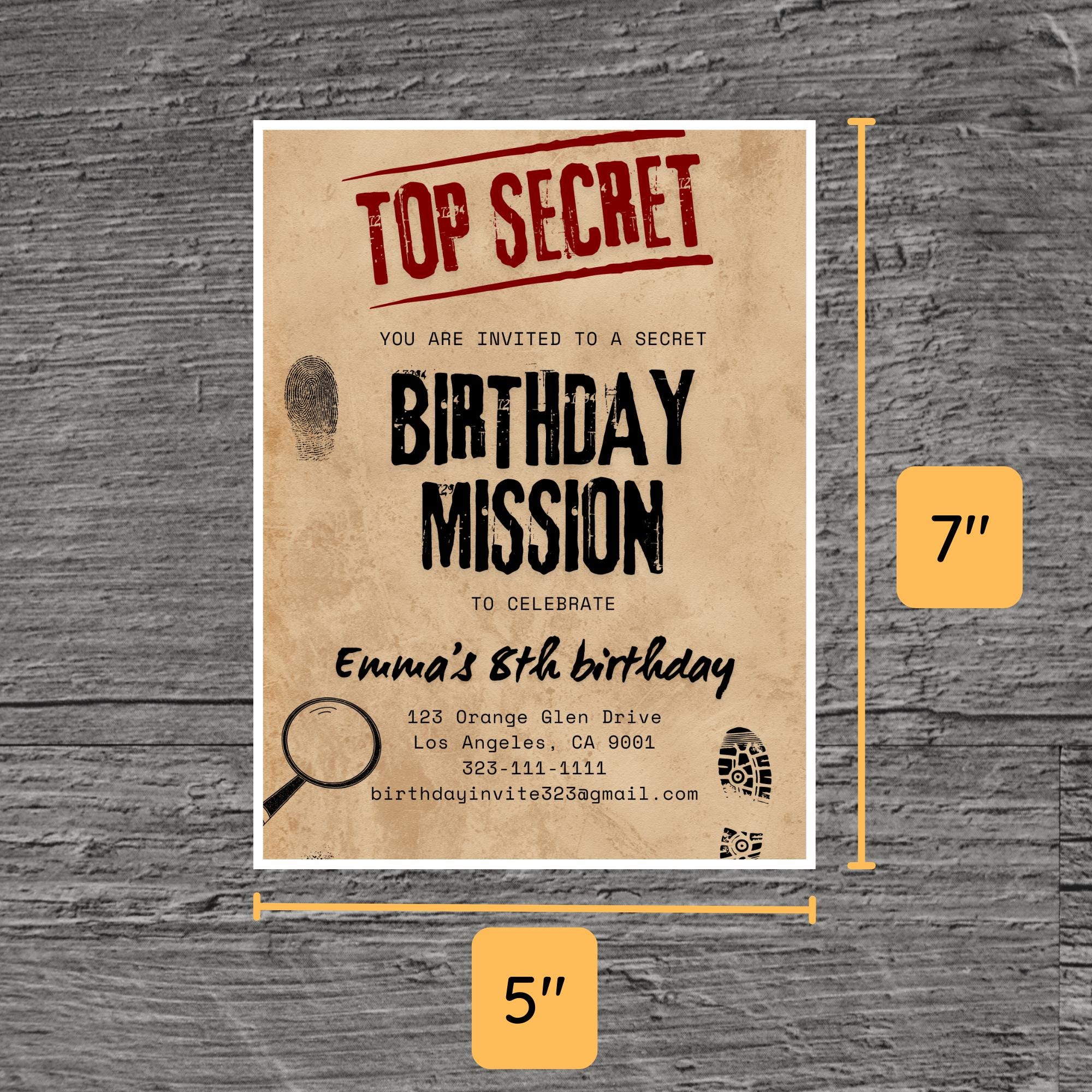 Spy Mission for Emma Theme Birthday Party Invitation Template, Secret ...
