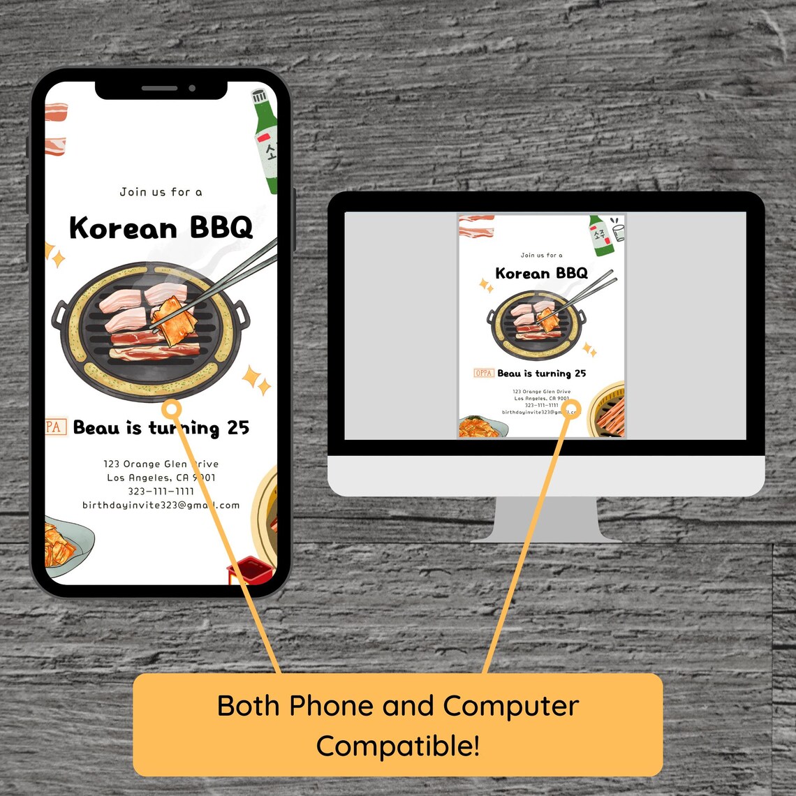 Korean BBQ for Beau Theme Birthday Party Invitation Template ...