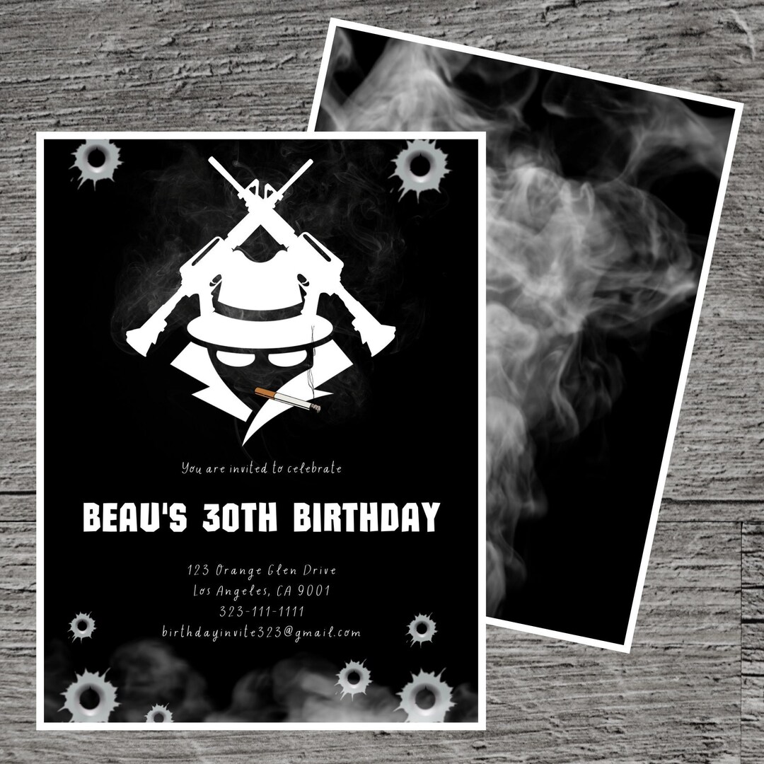 Gangsta Mobster Party Theme Birthday Invitation, Gangster Hip Hop Rap ...