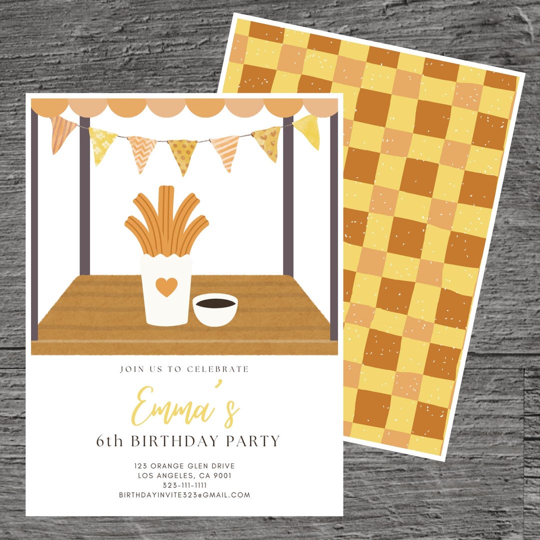 Churro Cart for Emma Theme Birthday Party Invitation Template, Spanish ...