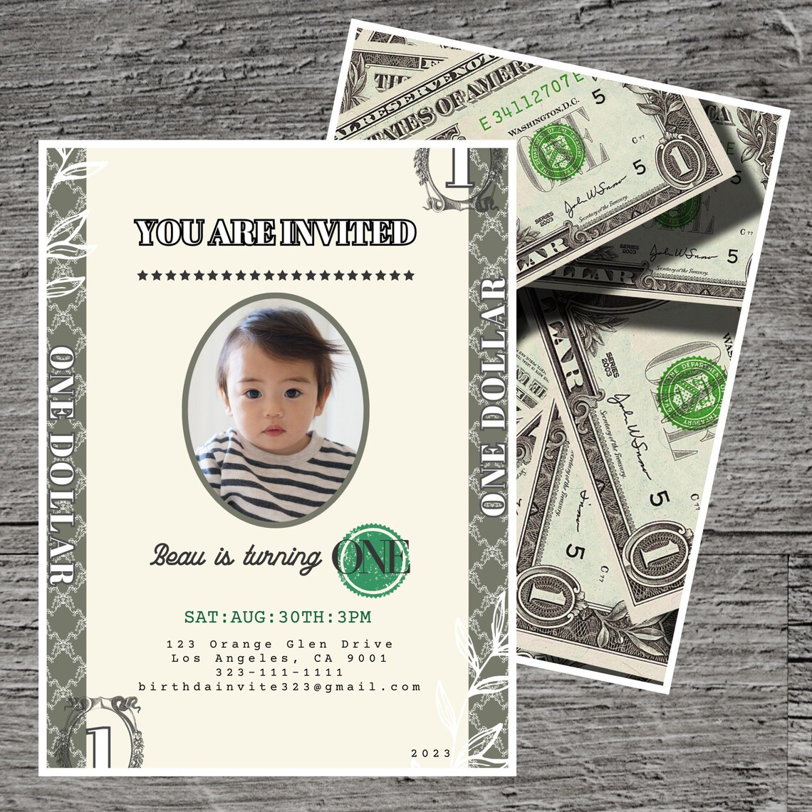 Money Theme Birthday Party Invitation Template, Cash Currency Coin Fund ...