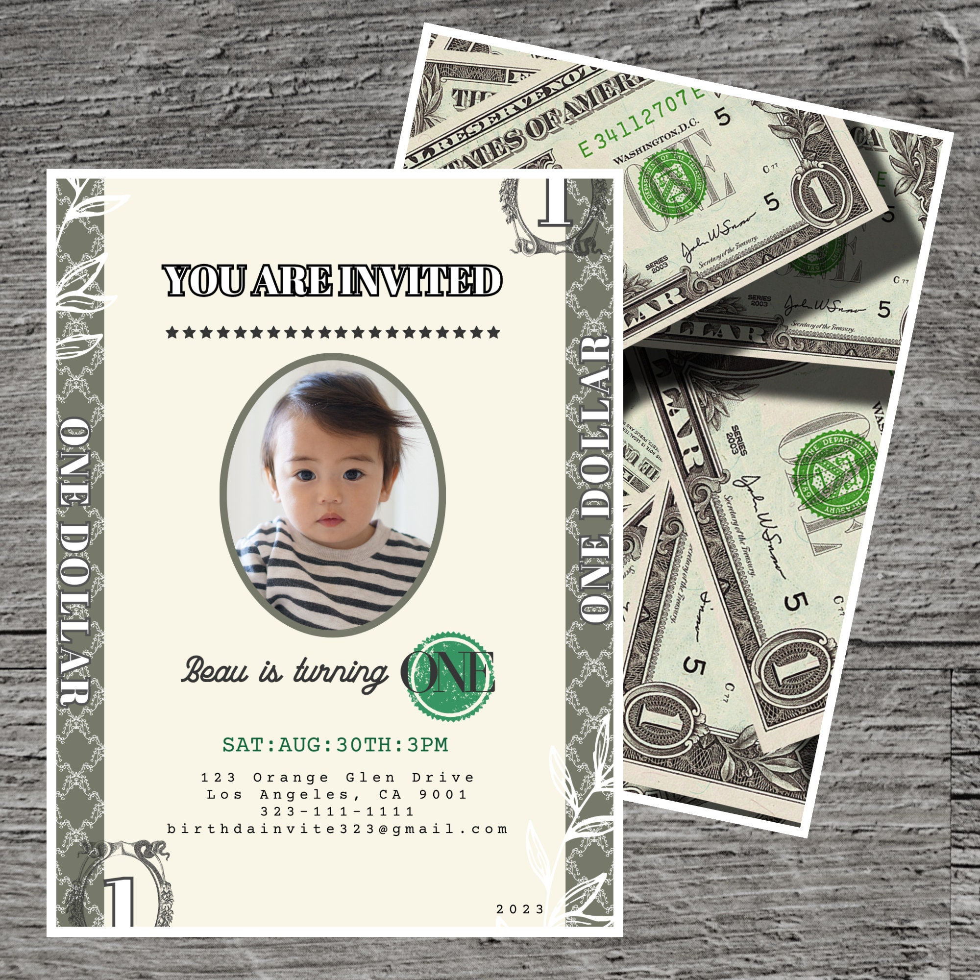 Money Theme Birthday Party Invitation Template, Cash Currency Coin Fund ...