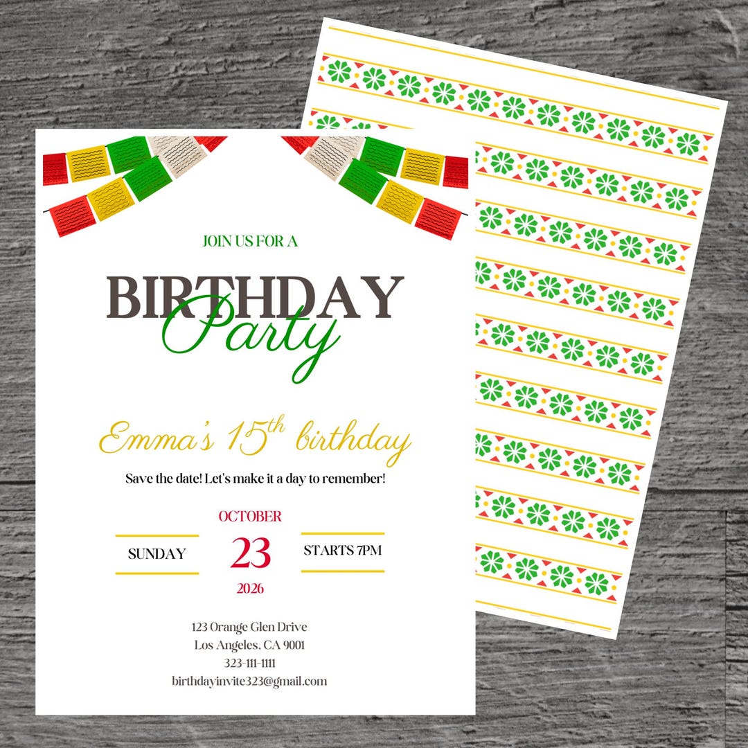 Burmese Theme for Emma Theme Birthday Party Invitation Template ...