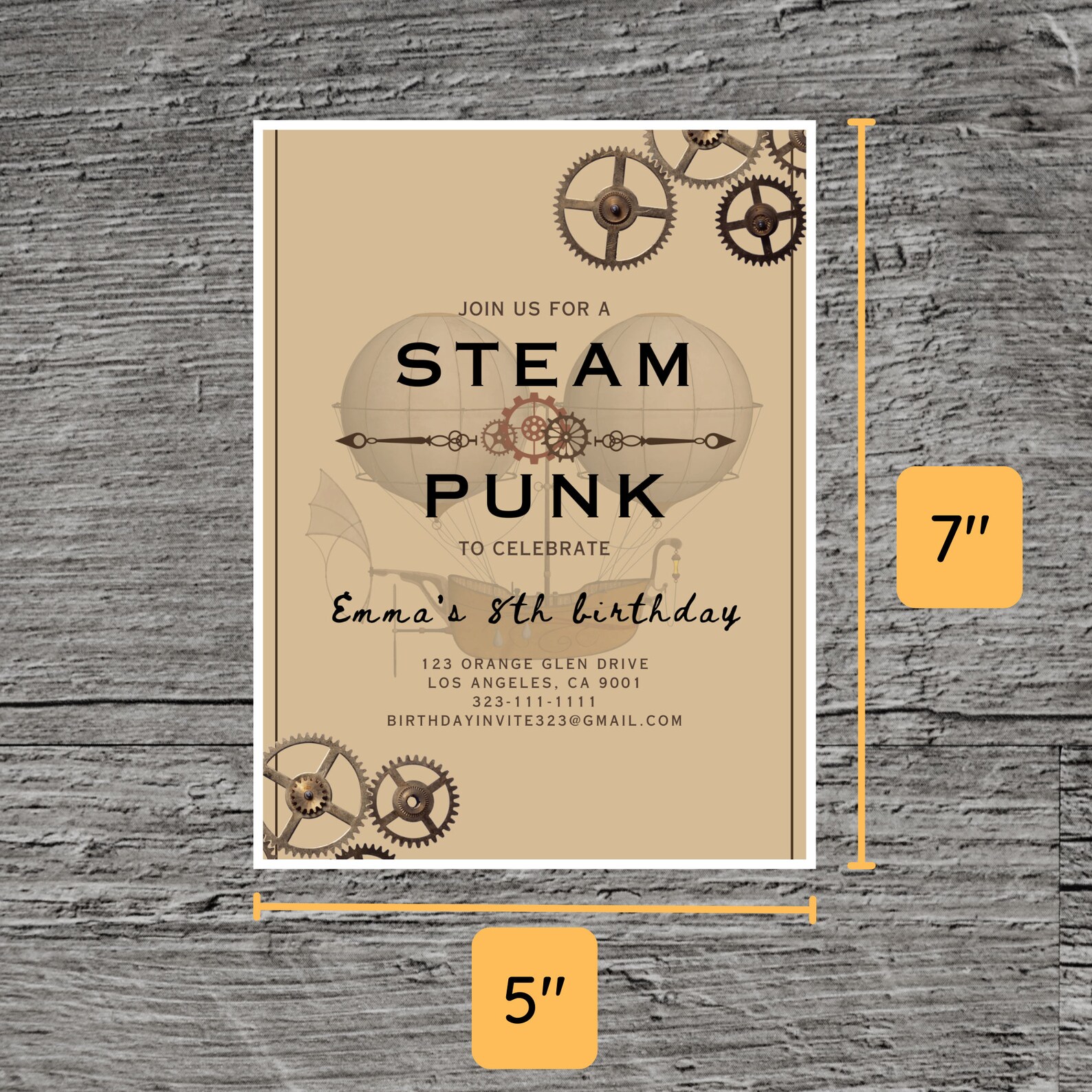 Steampunk Theme Birthday Party Invitation Template, Anachronism Engine ...