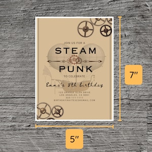 Steampunk Theme Birthday Party Invitation Template, Anachronism Engine ...