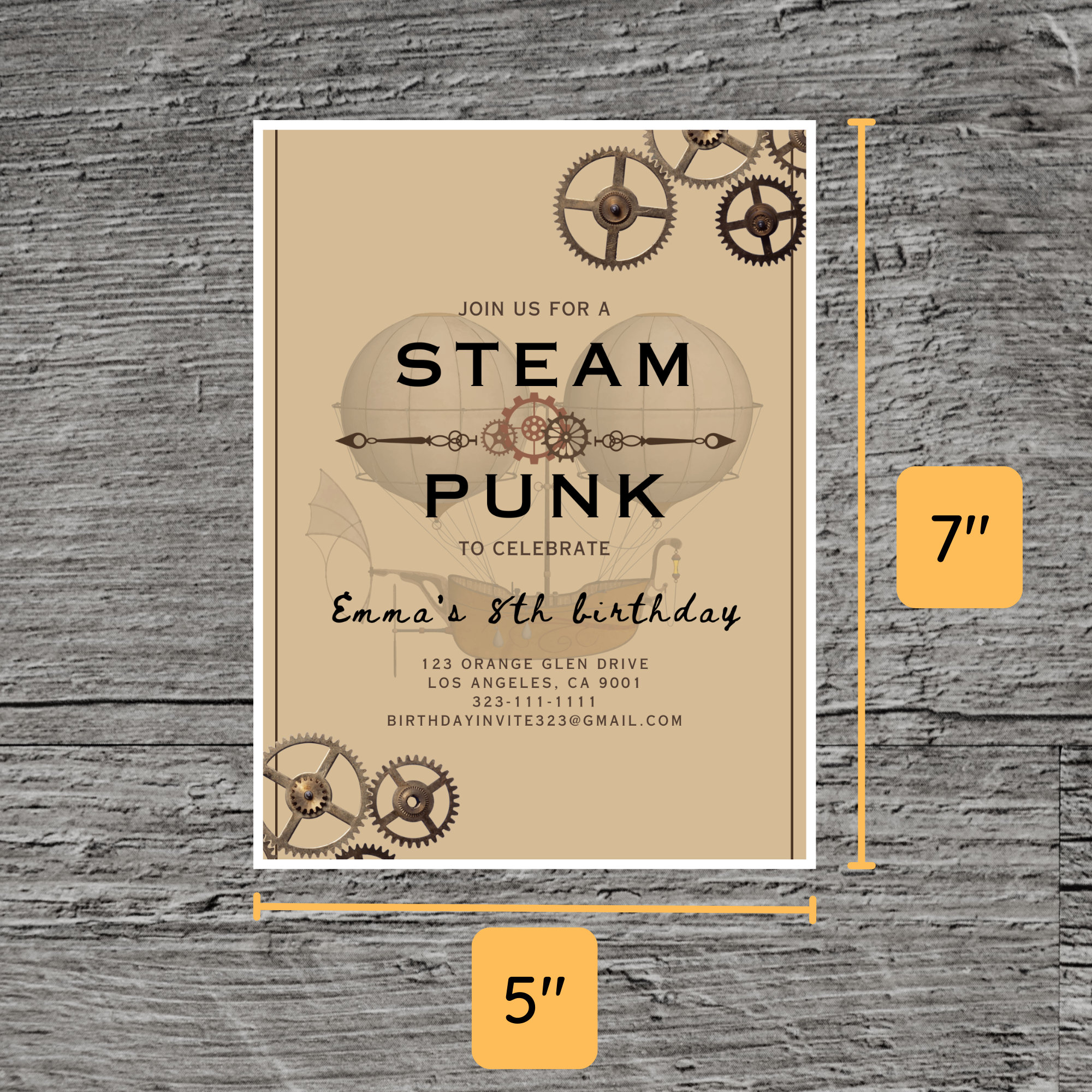 Steampunk Theme Birthday Party Invitation Template, Anachronism Engine ...