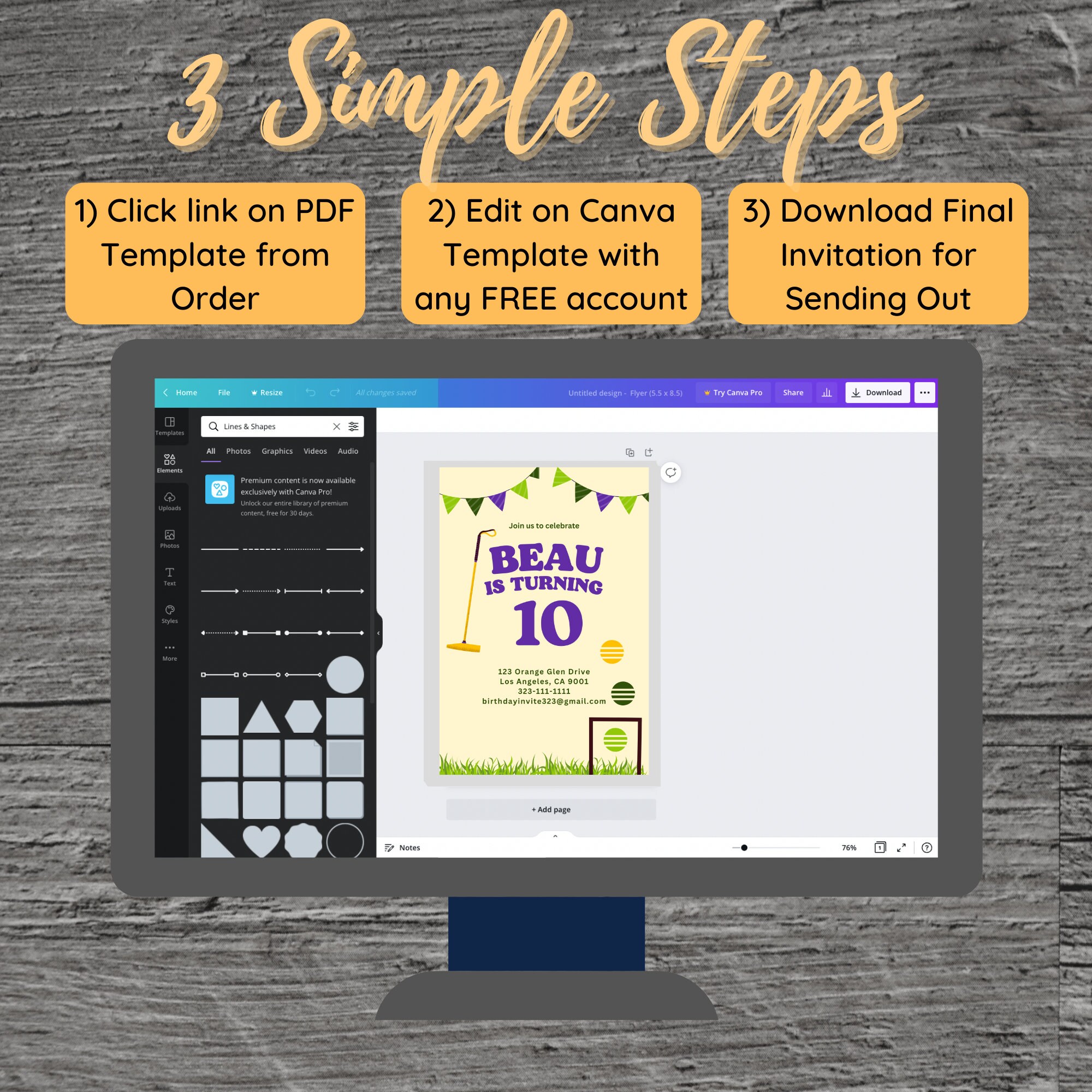 Croquet for Beau Theme Birthday Party Invitation Template, Striker ...