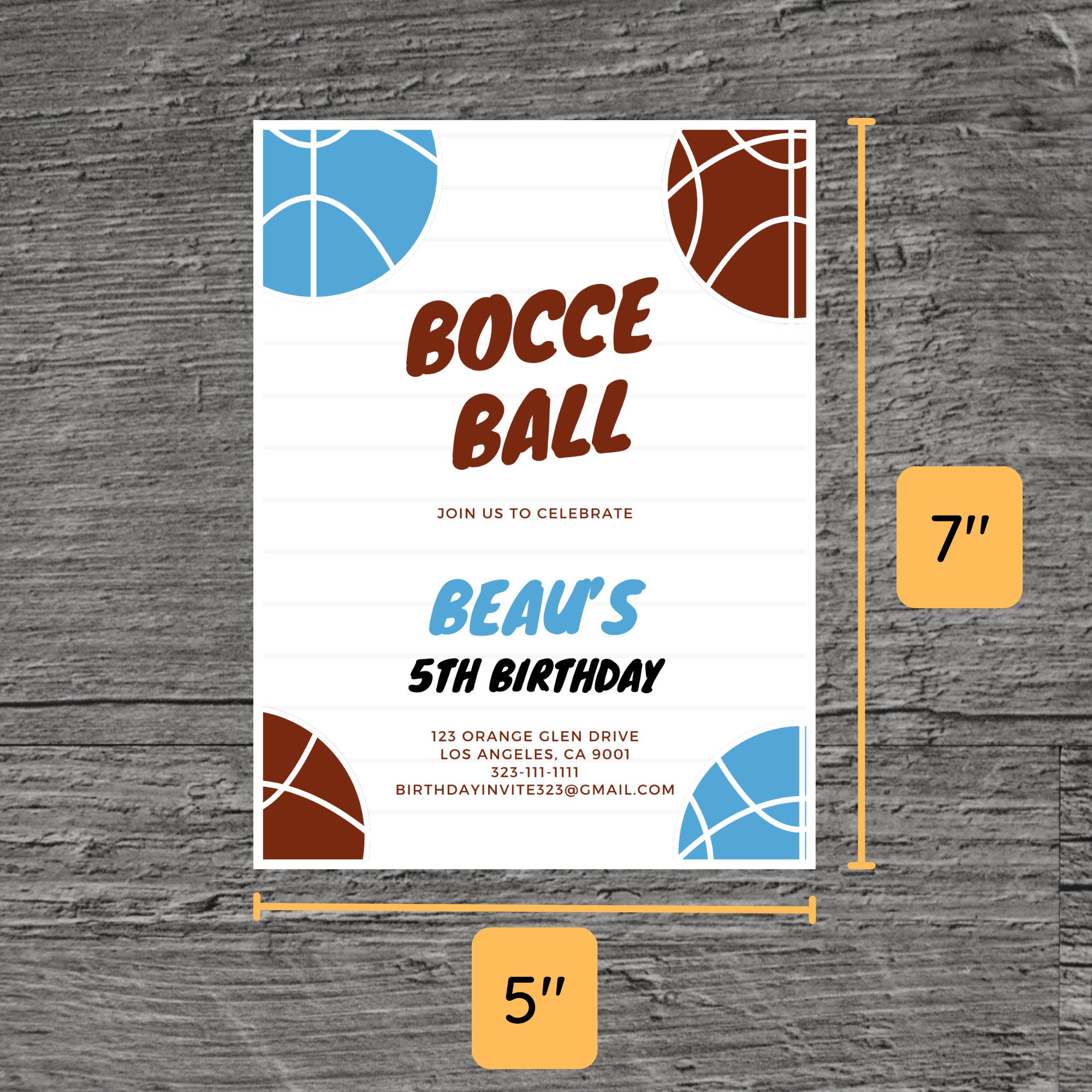 Bocce Ball for Beau Theme Birthday Party Invitation Template, Our Tea ...