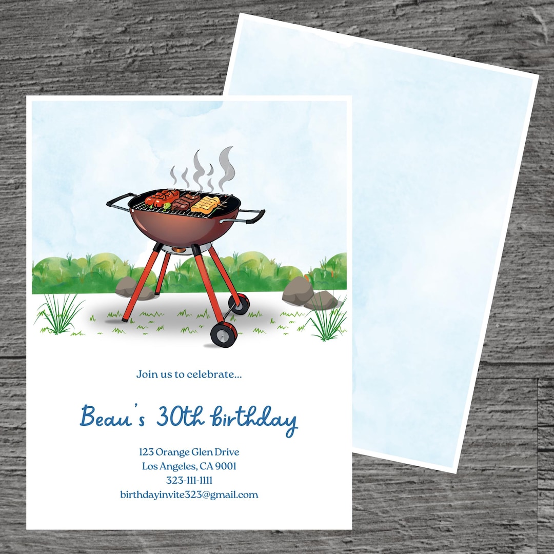 Brisket Cookout for Beau Theme Birthday Party Invitation Template, Slow ...