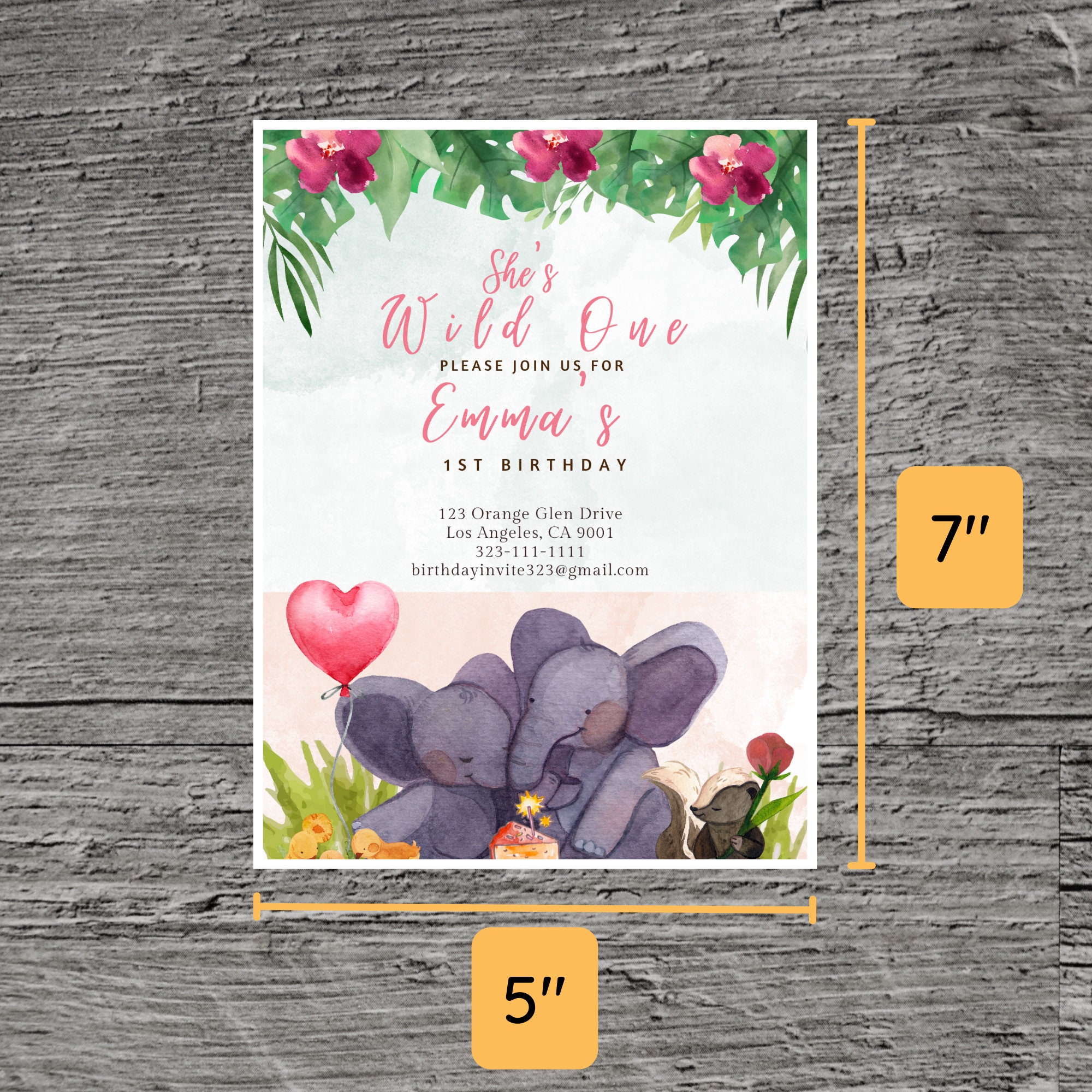 Cute Elephant Birthday Invitation, Watercolor Look - Elegant Toddler ...