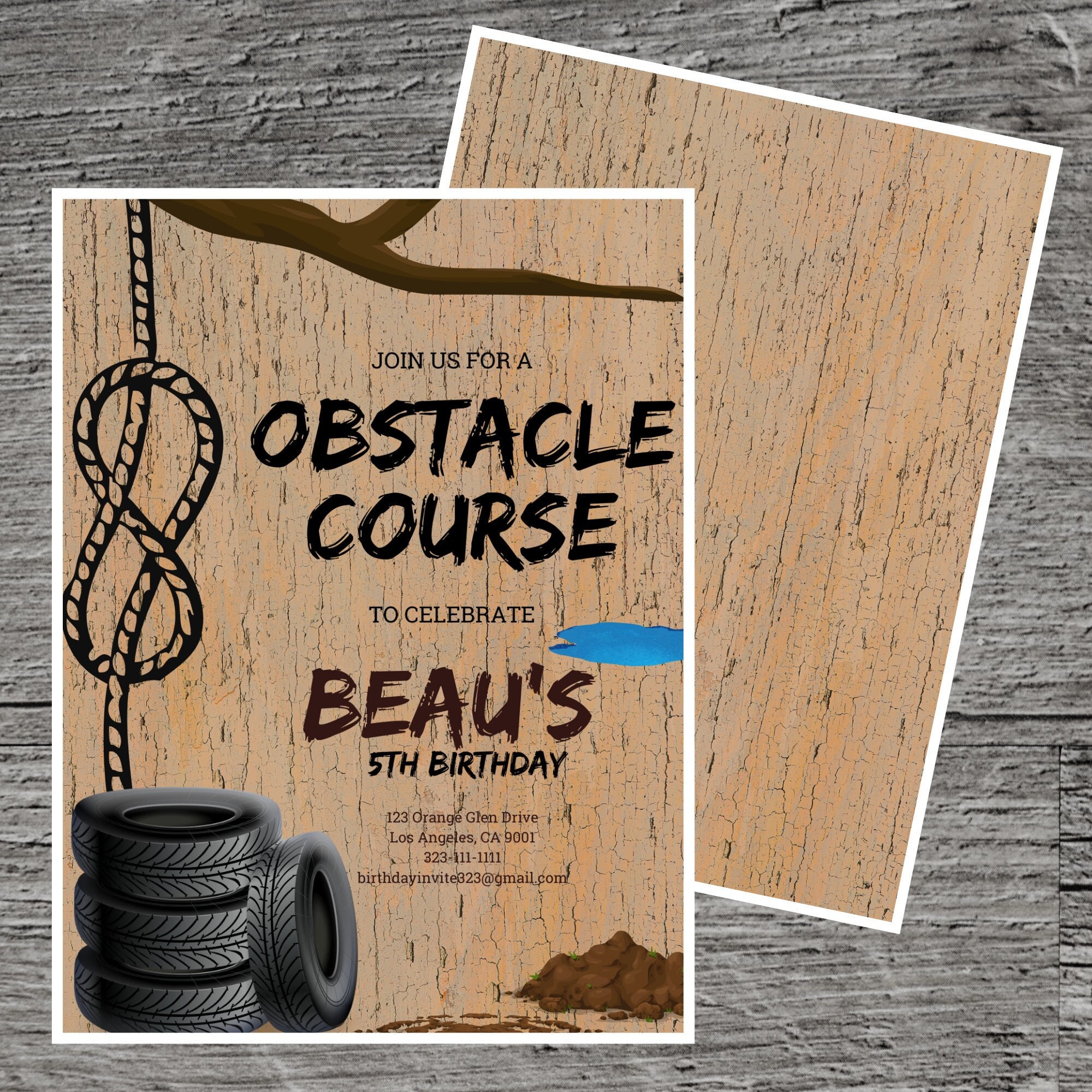 Obstacle Course Theme Birthday Party Invitation Template, Climb Crawl ...