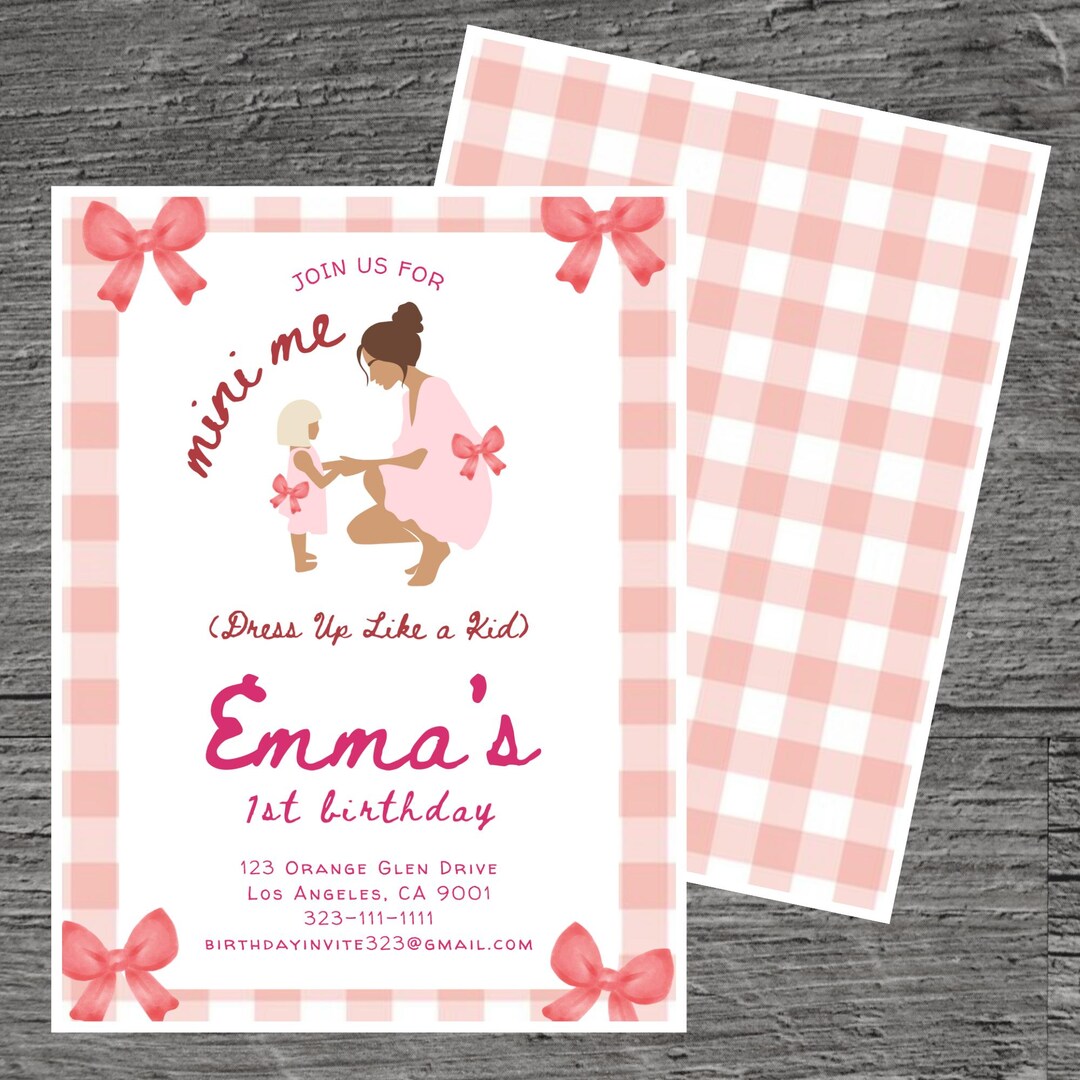 Mini Me for Emma (dress up Like a Kid) Theme Birthday Party Invitation ...
