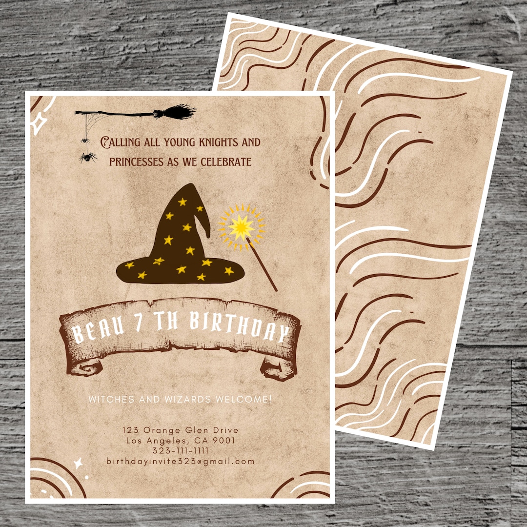 Wizard for Beau Theme Birthday Party Invitation Template, Magical Party ...