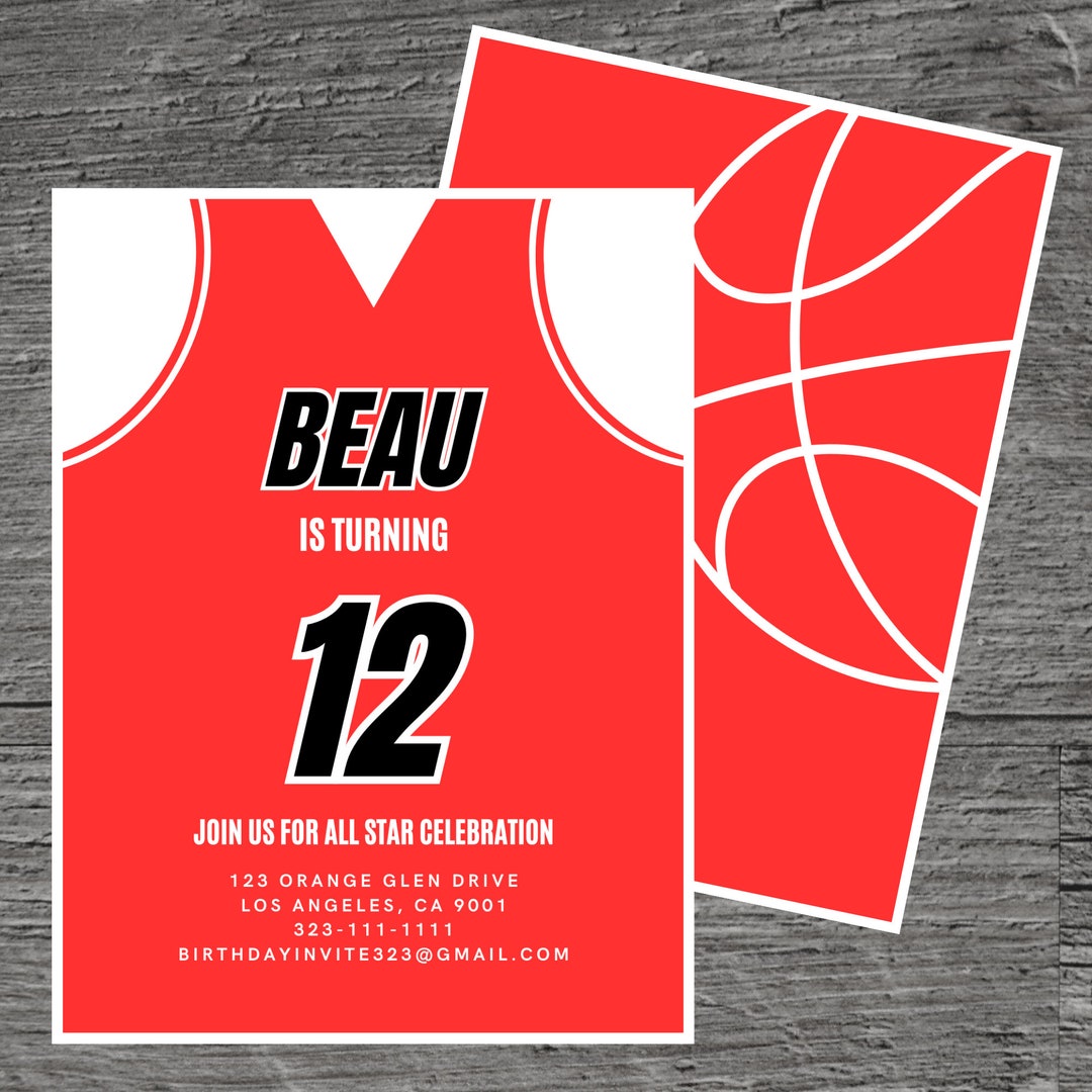 Sports Jersey for Beau Theme Birthday Party Invitation Template, All ...