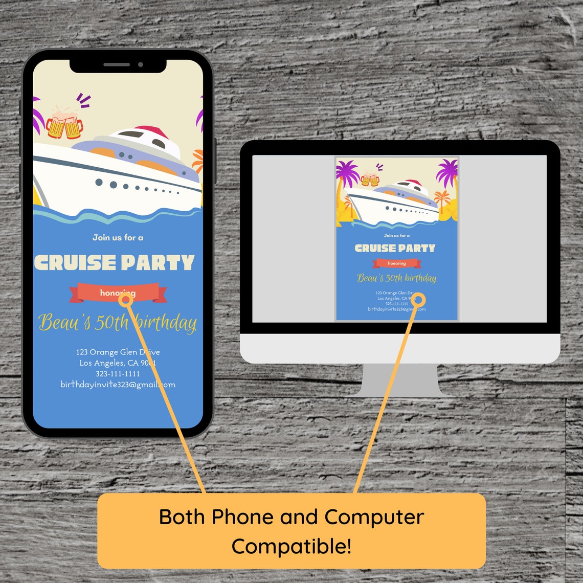 Cruise Theme Birthday Party Invitation, Yacht Boat Booze Travel ...