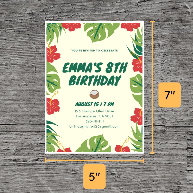 Tropical Paradise Birthday Party Invitation, Paradise Island Beach Palm ...