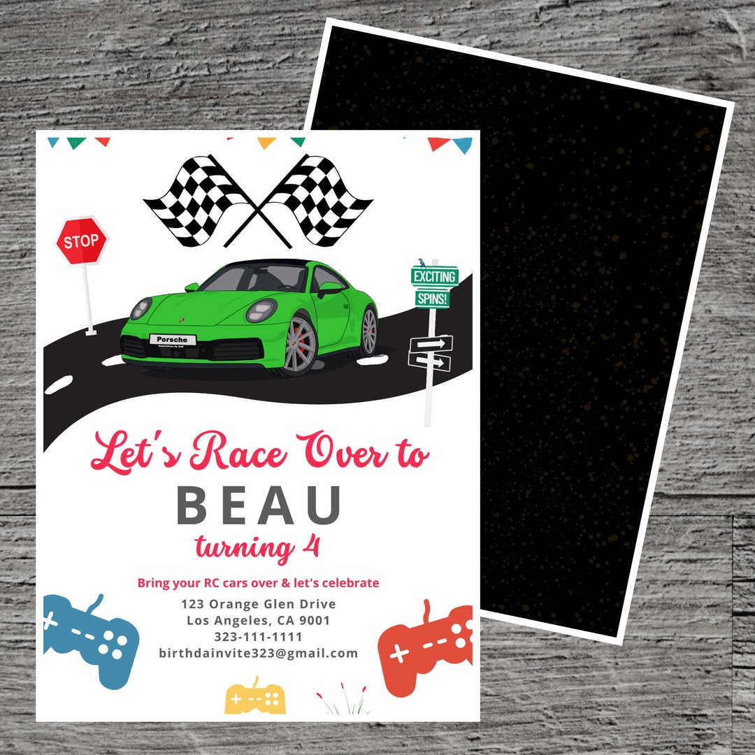 Remote Control Cars Theme Birthday Party Invitation, RC Car Motor ...