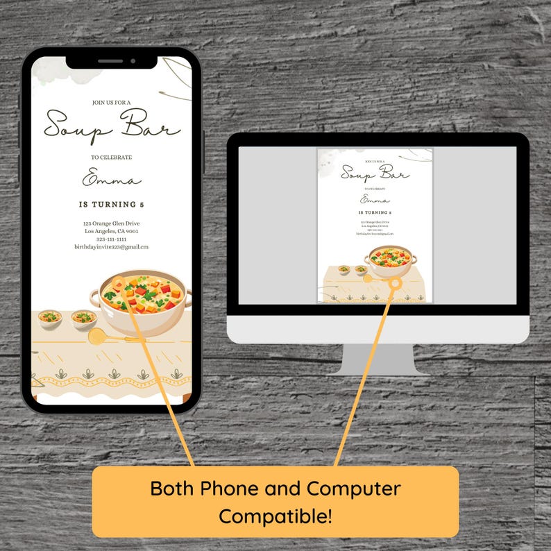Soup Bar for Emma Theme Birthday Party Invitation Template, Potlucks ...
