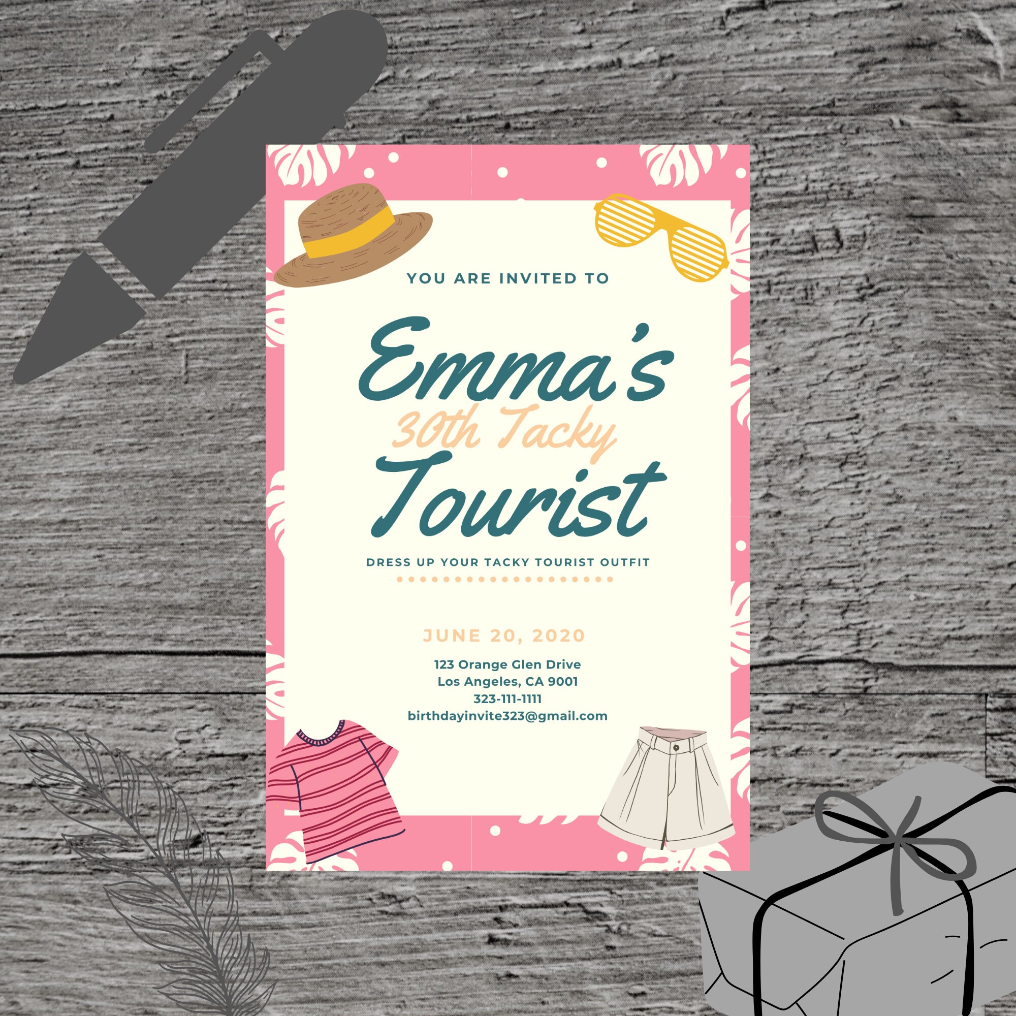 Tacky Tourist for Emma Theme Birthday Party Invitation Template ...
