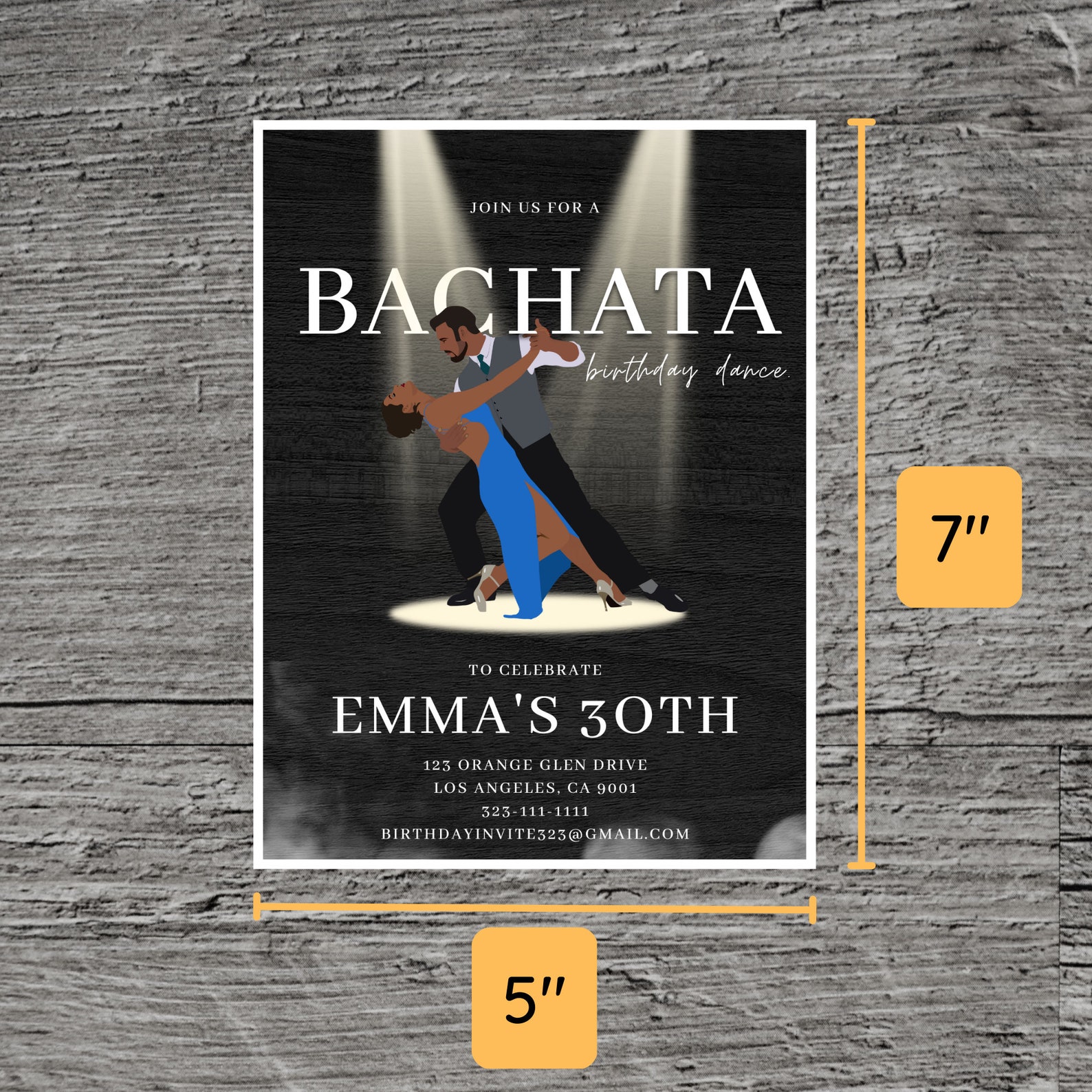 Bachata Dance Theme Birthday Party Invitation, Dancing Floor Club ...