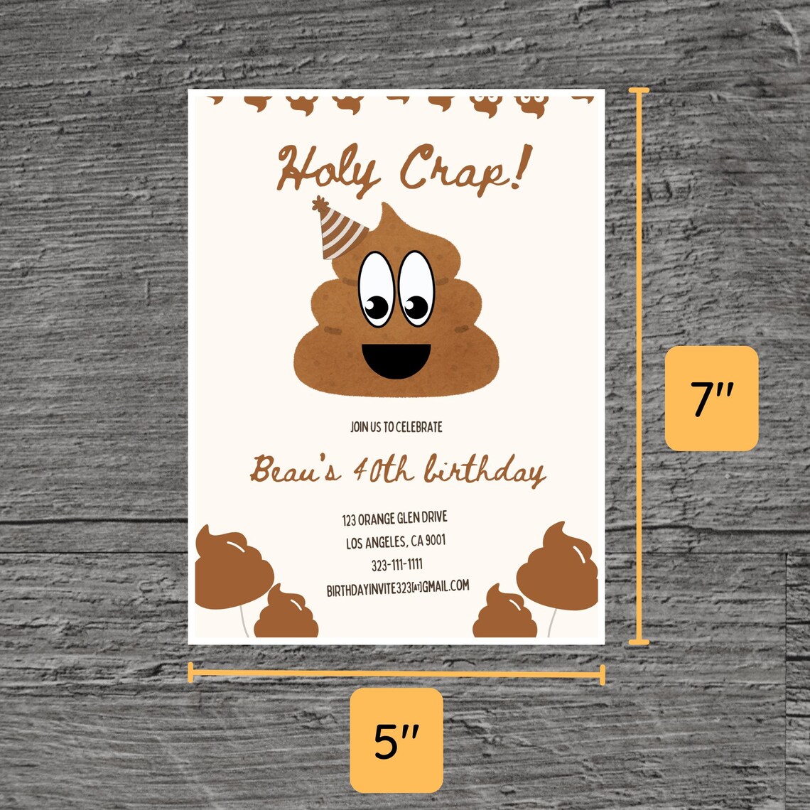 Holy Crap "poop Emoji" for Beau Theme Birthday Party Invitation ...