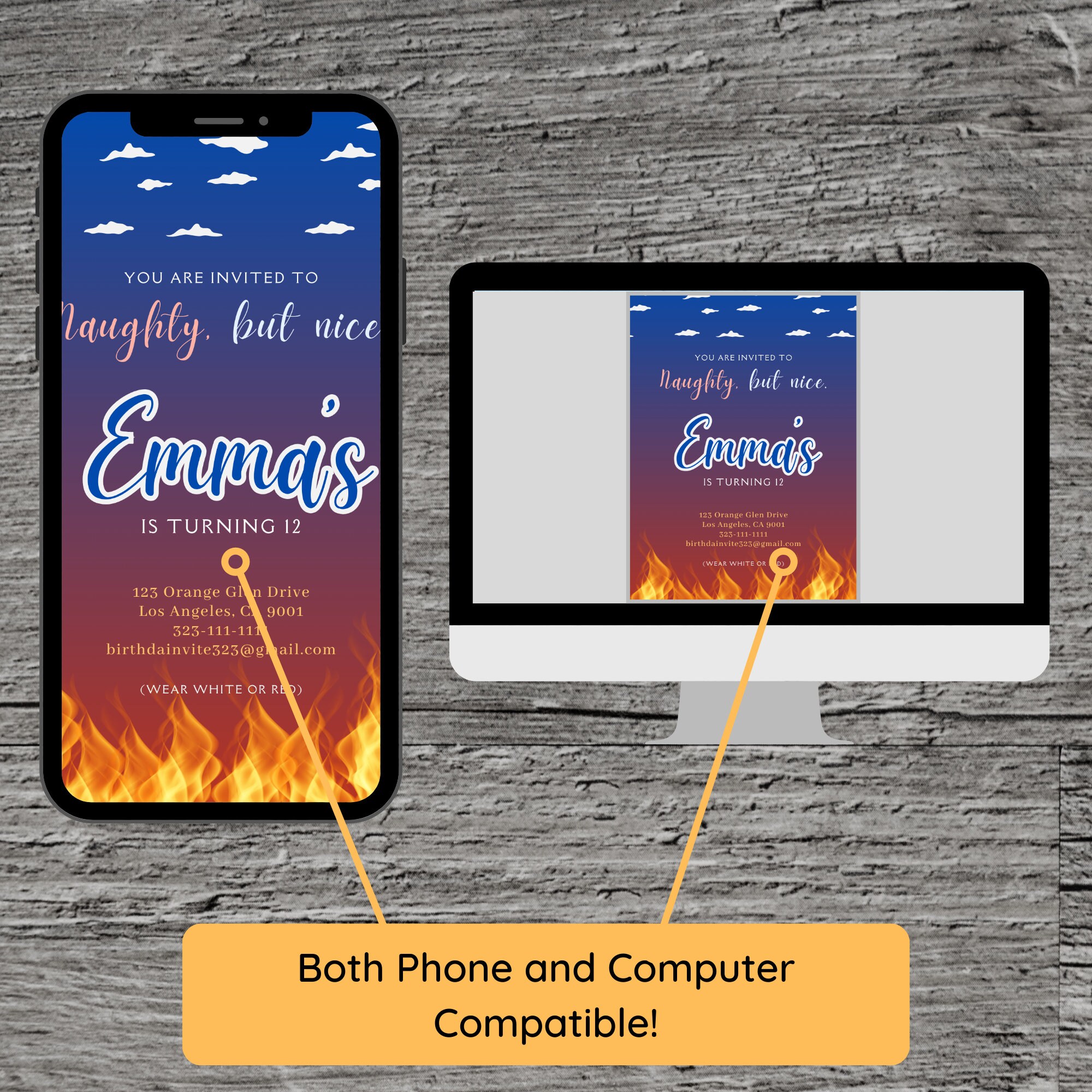 Heaven and Hell Theme Birthday Party Invitation, Afterlife Underworld ...