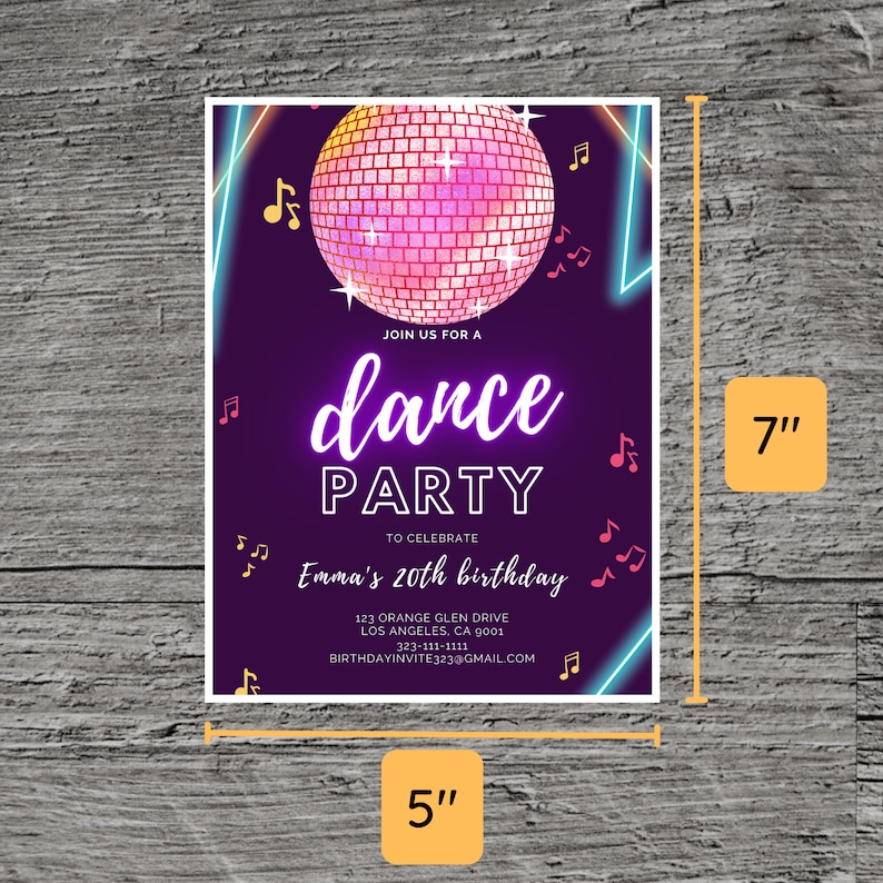 Dance Party Birthday Party Invitation, Music Nightclub Dance Teenagers ...