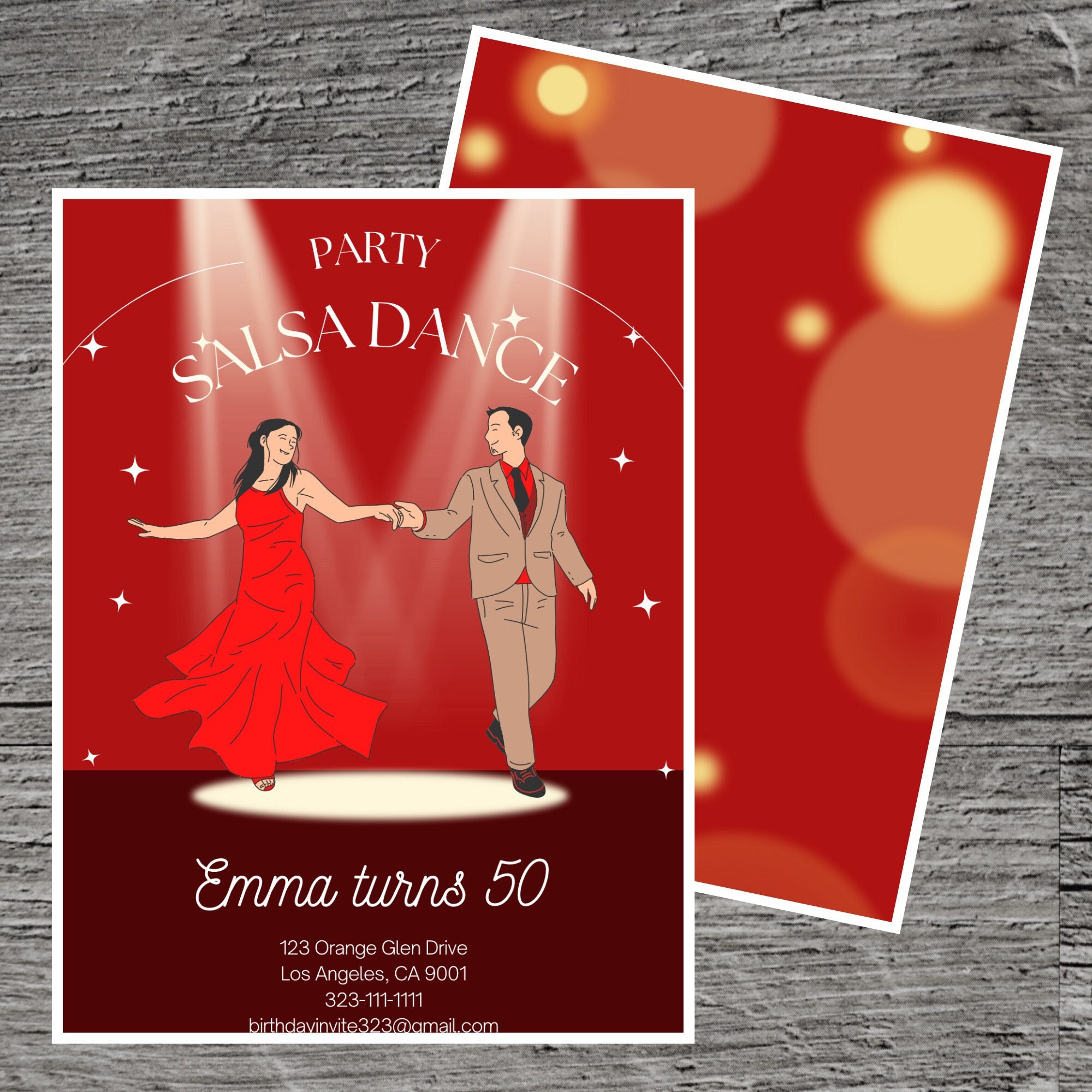 Salsa Dance Theme Birthday Party Invitation, Dancing Spanish Latina ...