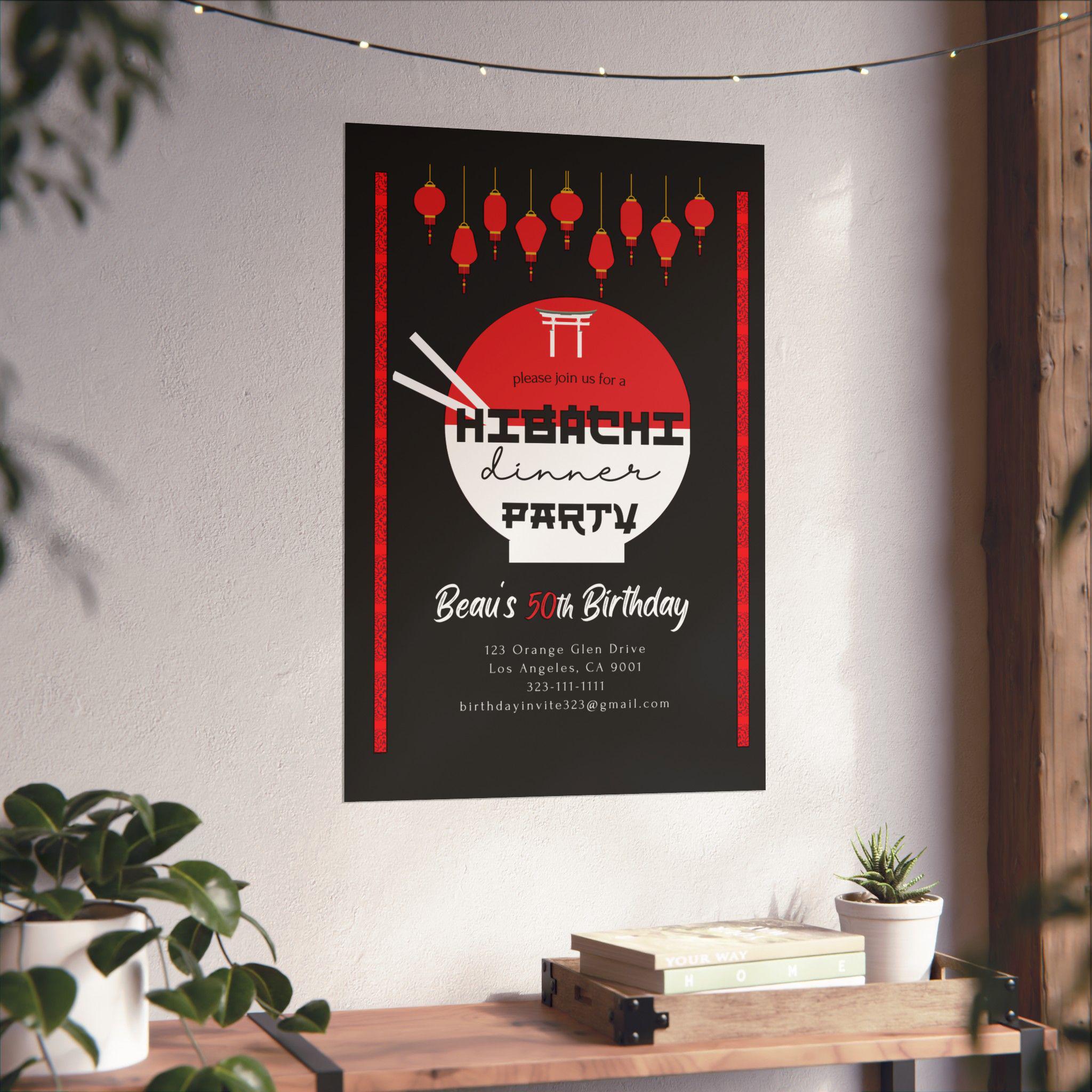 Custom Hibachi Birthday Party Poster | Japanese-themed Decor ...