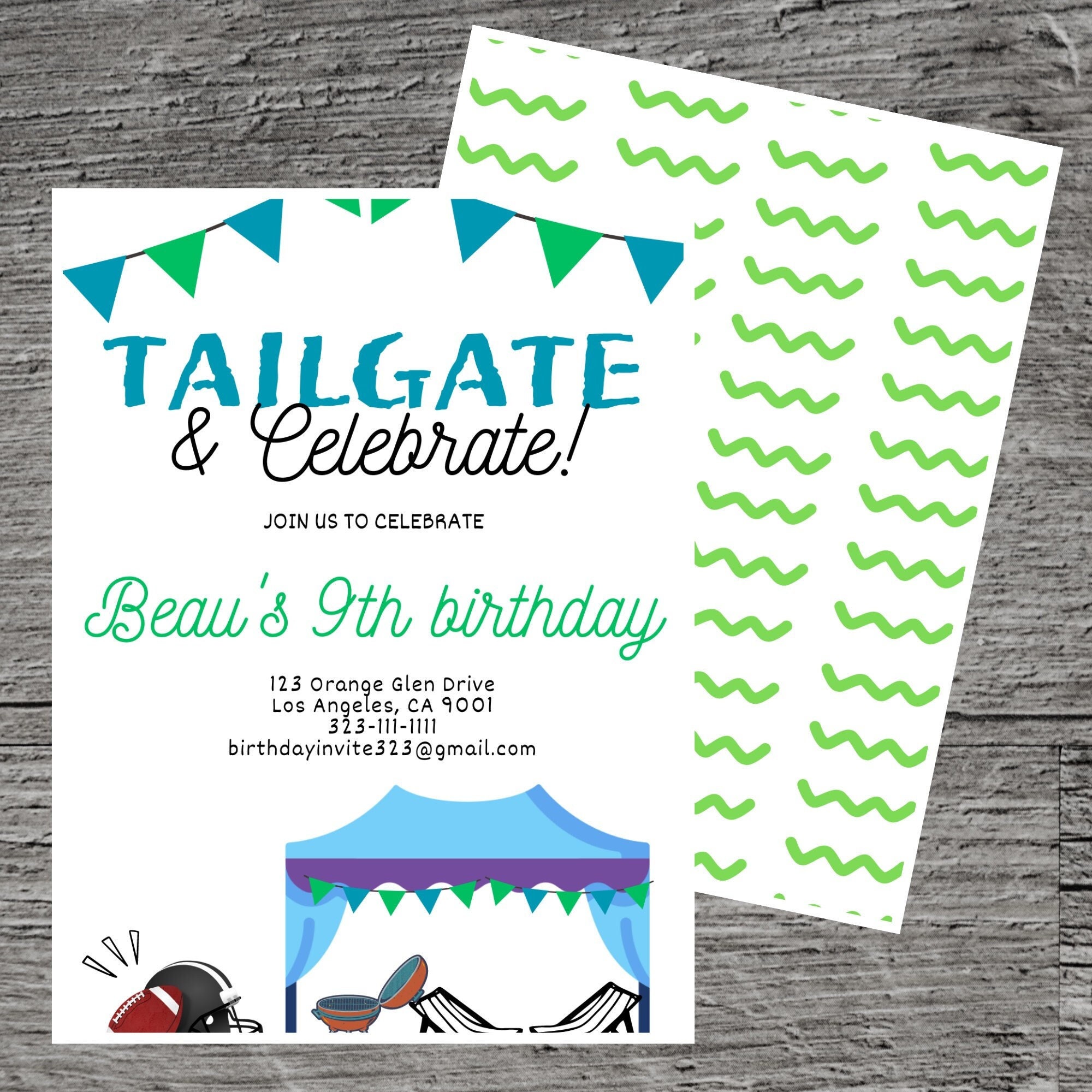 Tailgate Theme Birthday Party Invitation, Football Picnic Grill Outdoor ...