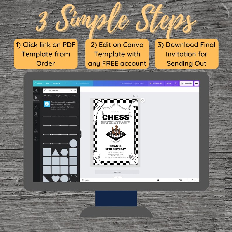 Chess for Beau Theme Birthday Party Invitation Template, Mind Games ...