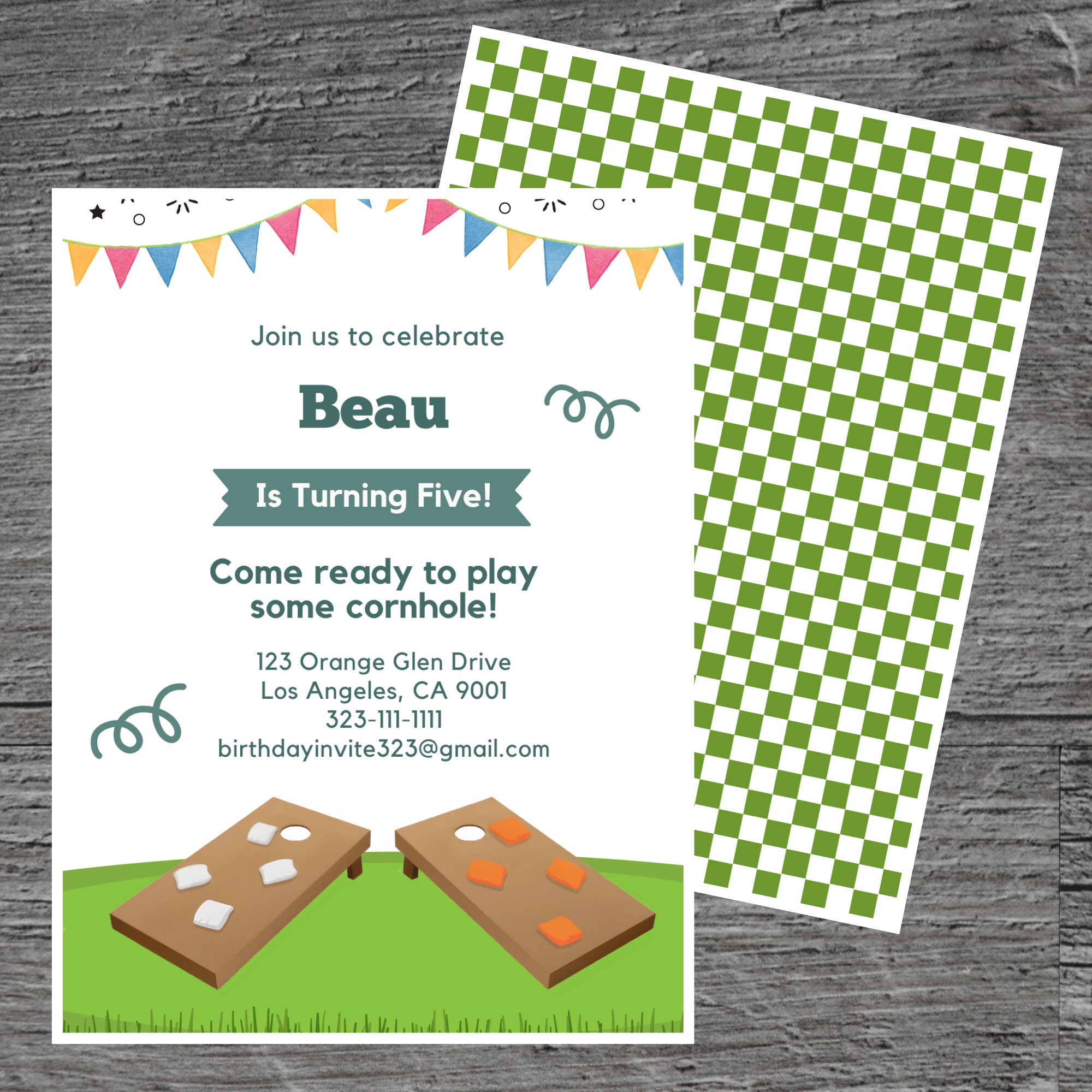 Cornhole (game) for Beau Theme Birthday Party Invitation Template ...