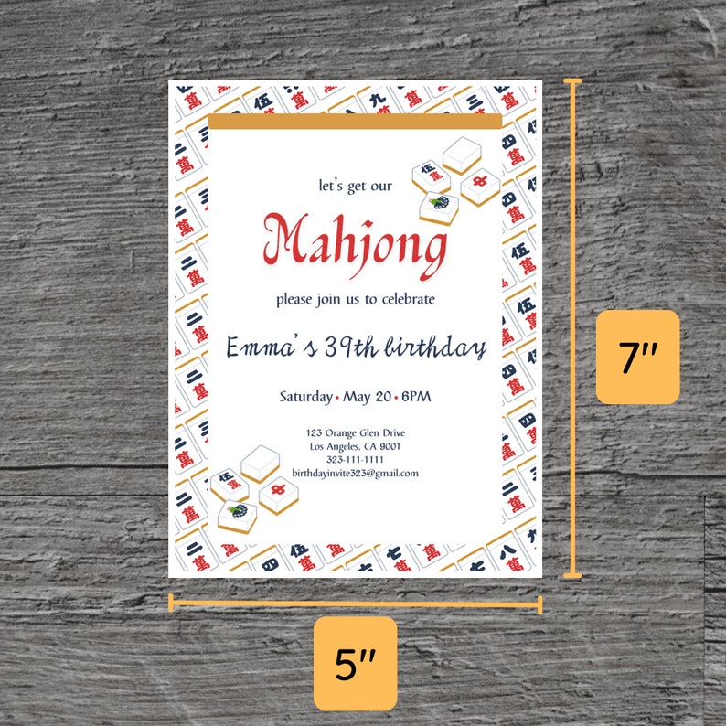 Mahjong for Emma Theme Birthday Party Invitation Template, Matchin ...