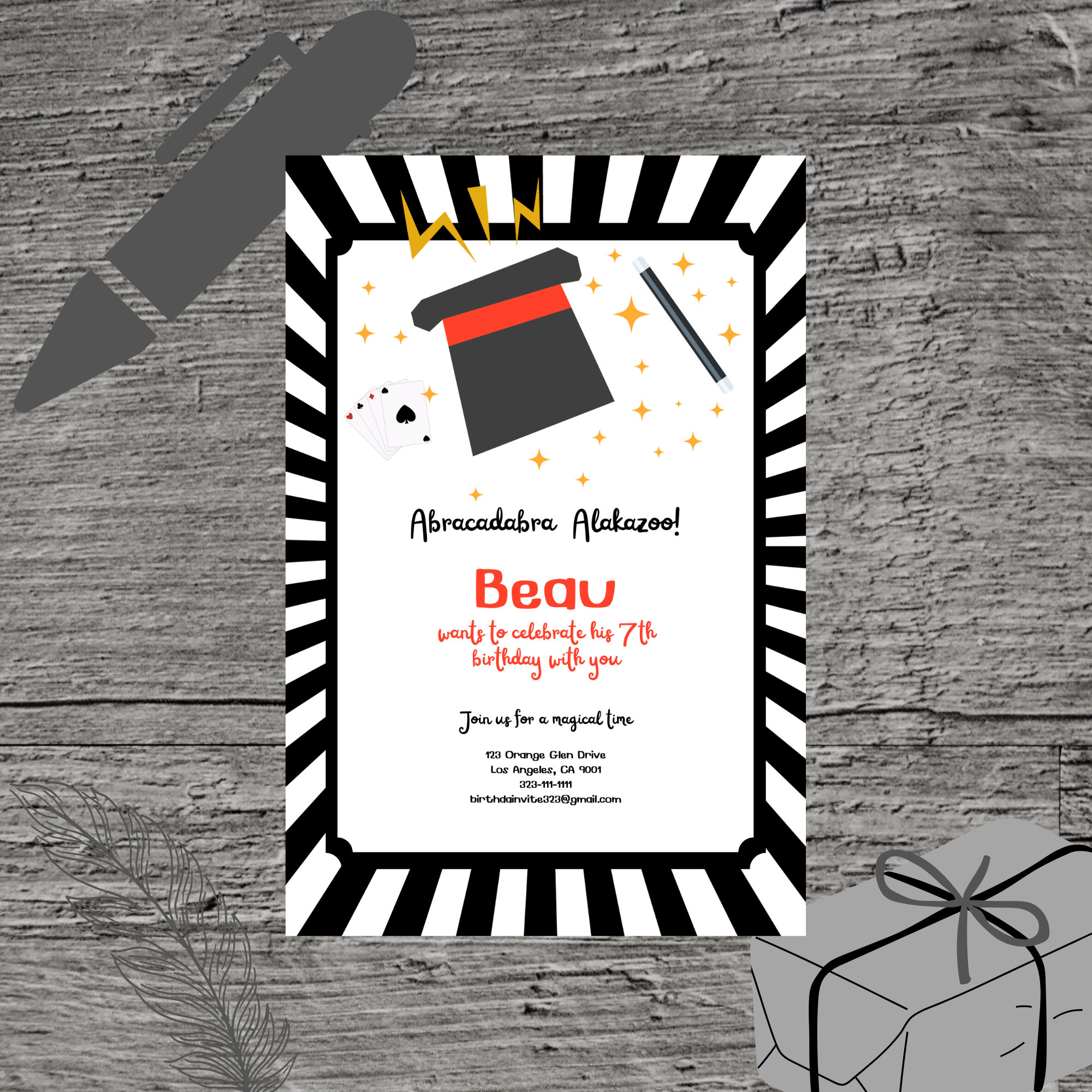 Magic Theme Birthday Party Invitation, Wizard Sorcery Mystical ...