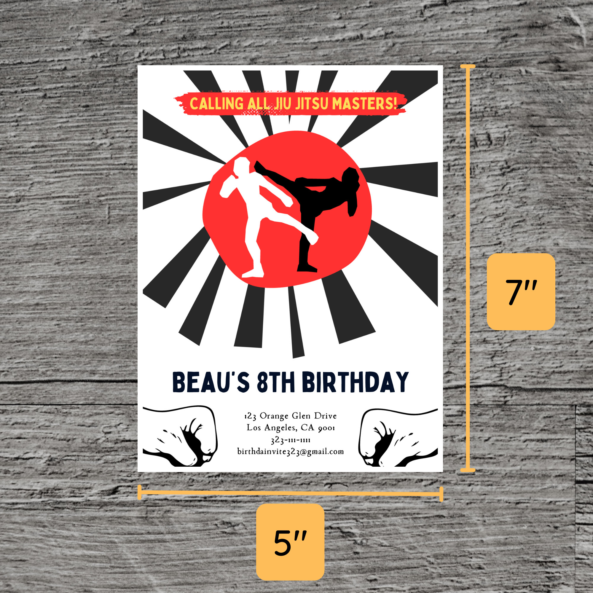 Jiu Jitsu for Beau Theme Birthday Party Invitation Template, Karate ...