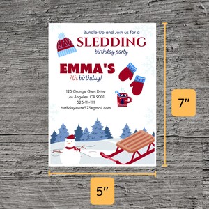 Sledding Theme Birthday Party Invitation, Slopes Shred Mountain Snow ...