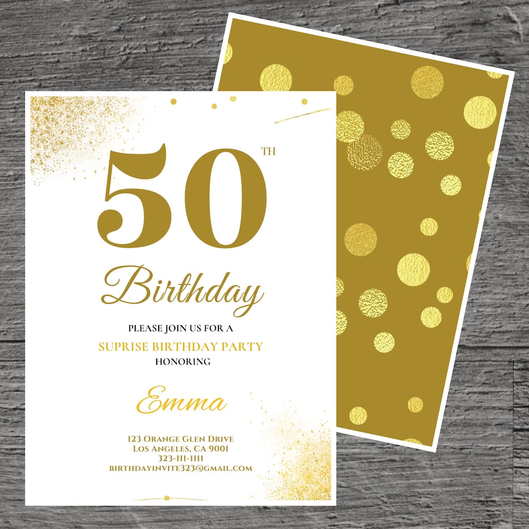 Golden Year for Emma Theme Birthday Party Invitation Template ...