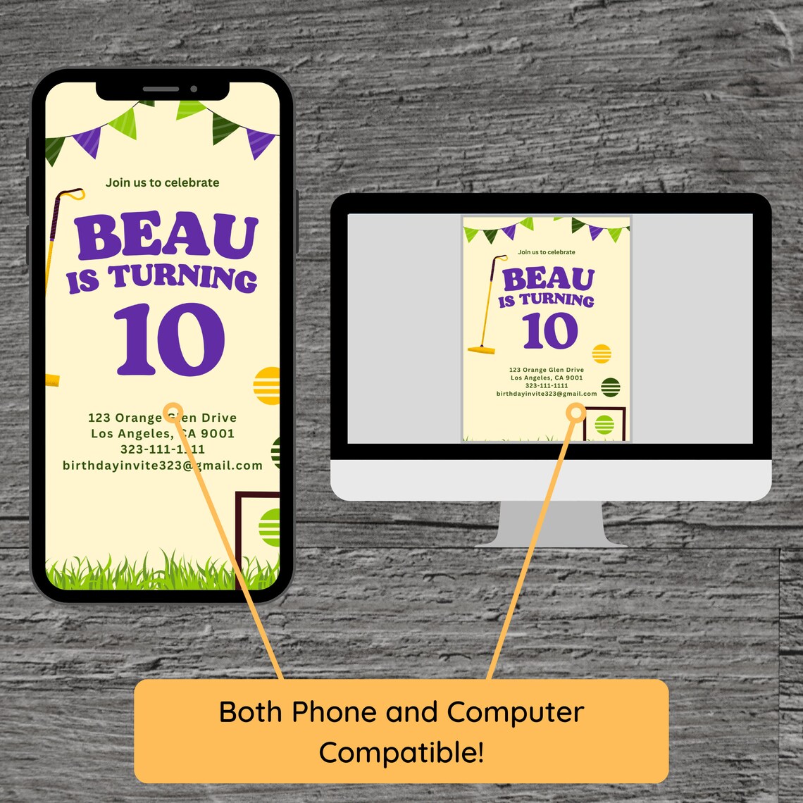 Croquet for Beau Theme Birthday Party Invitation Template, Striker ...