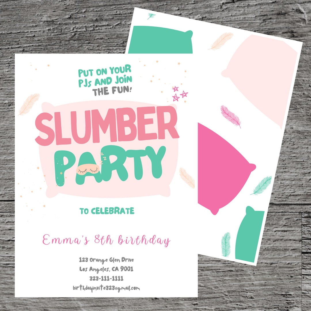 Slumber Party Theme Birthday Party Invitation, Sleepover Pillow Fort ...