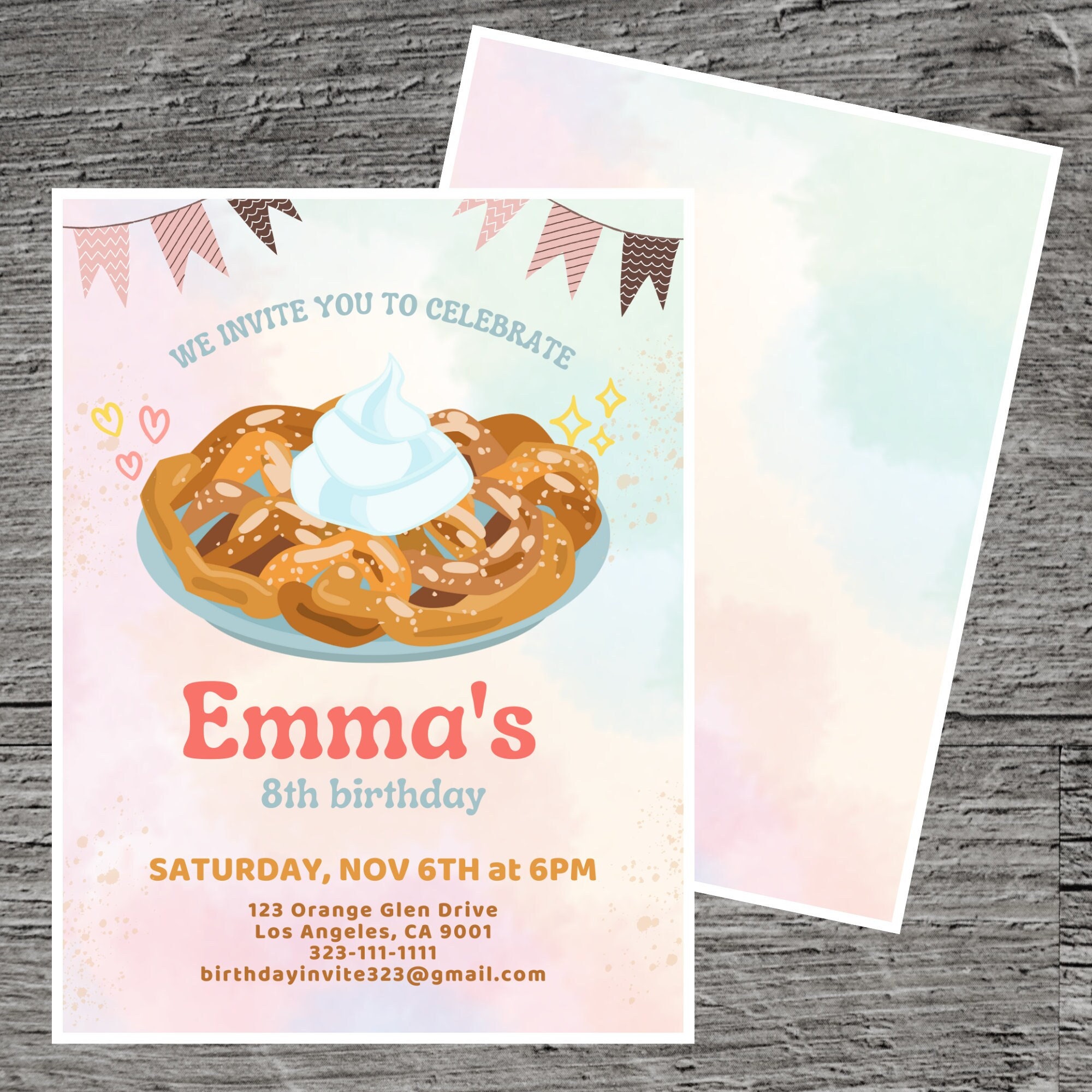Funnel Cakes Theme Birthday Party Invitation Template, Funnel Flan ...