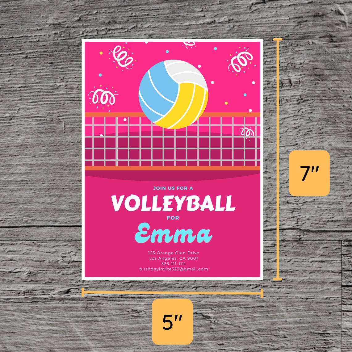 Volleyball Theme Birthday Party Invitation Template, Beach Indoor Court ...