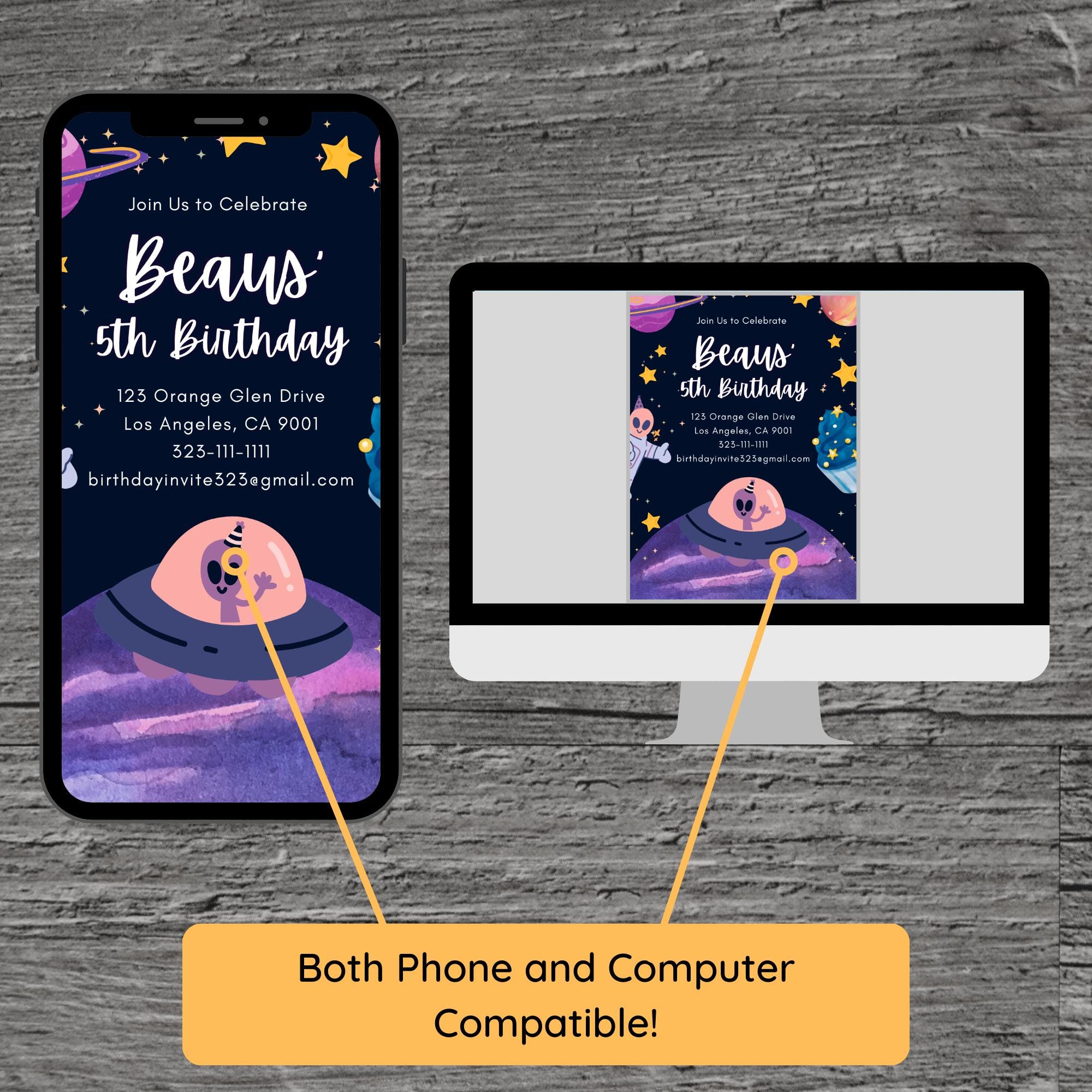 Aliens for Beau Theme Birthday Party Invitation Template, Stranger ...