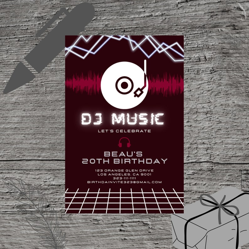 DJ Music Theme Birthday Party Invitation Template, Party Remix ...