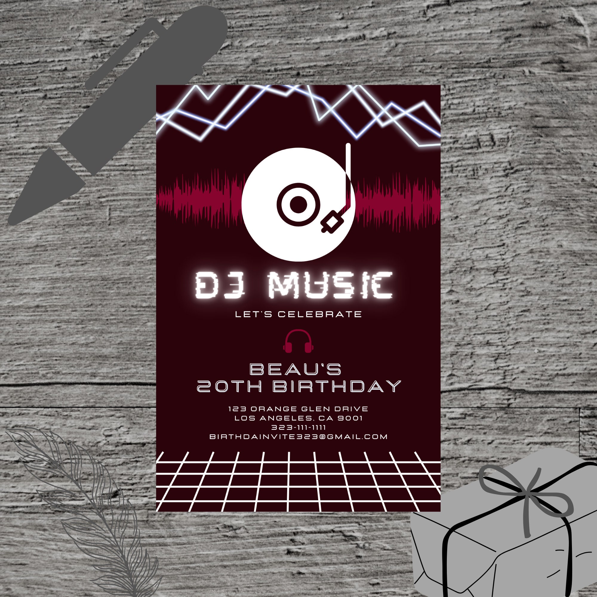 DJ Music Theme Birthday Party Invitation Template, Party Remix ...