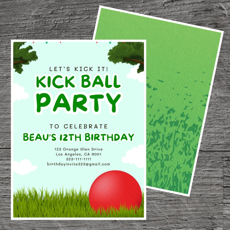 Kickball for Beau Theme Birthday Party Invitation Template, Home Run ...