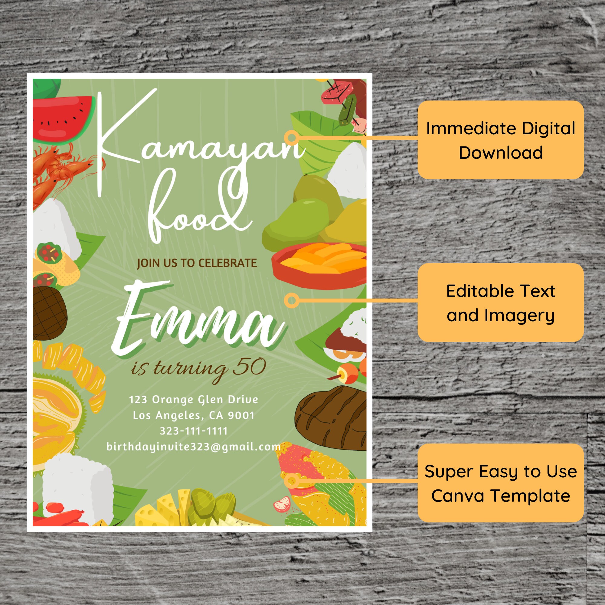 Kamayan Dinner Birthday Party Invitation Menu Asian Filipino - Etsy